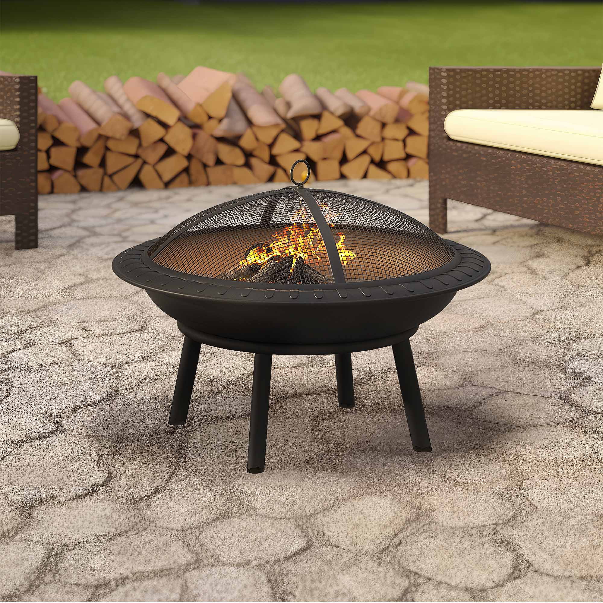 DWVO 26 inch Wood Burning Fire Pit for Camping Picnic Bonfire Patio ...