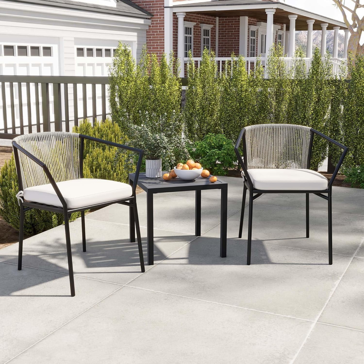 DWVO 3 Pieces Patio Set Wicker Furniture Outdoor Table and Chairs ...