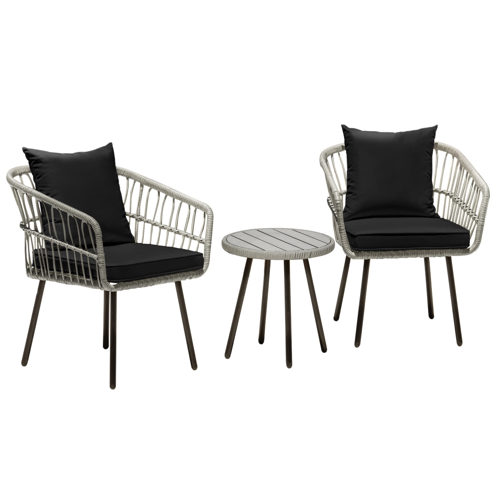 DWVO 3pc Patio Wicker Conversation Set, Outdoor Backyard Furniture with ...