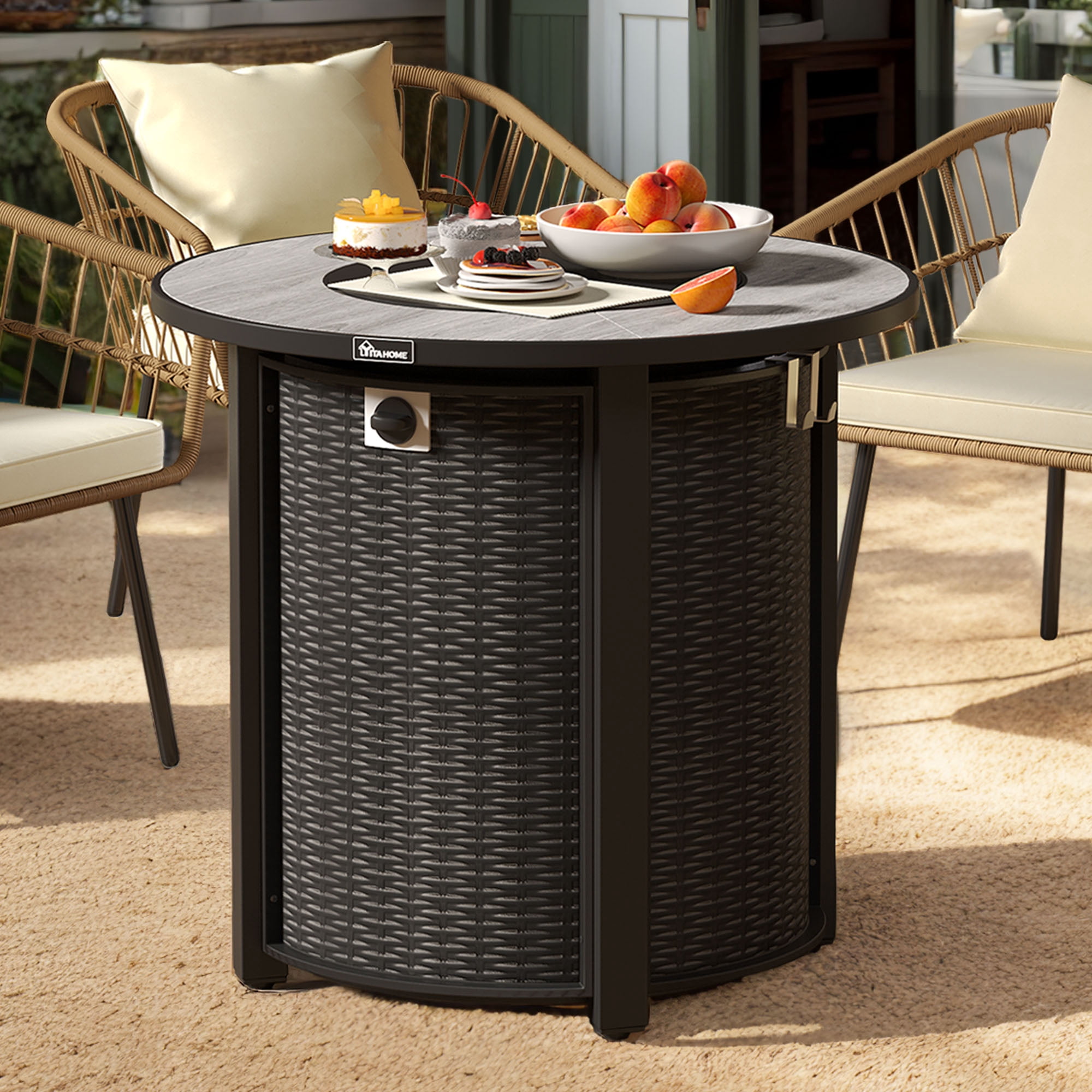 DWVO 30" Round 50000 BTU Propane Fire Pit Table with Lava Rocks for ...