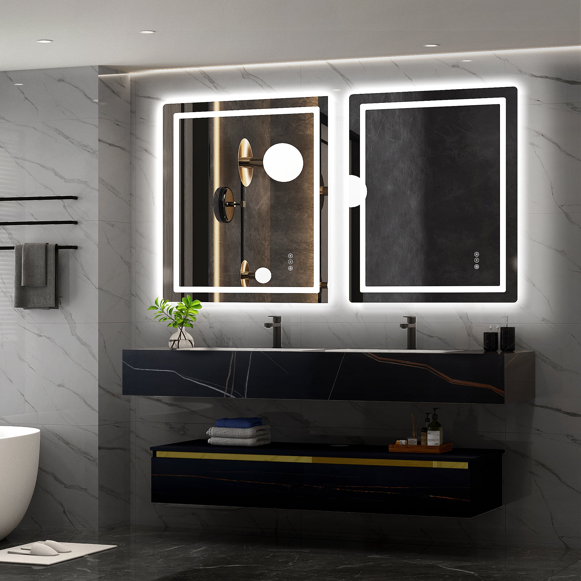 DWVO 36"x28" LED Mirror for Bathroom Lighted Mirrors, Wall Mounted ...