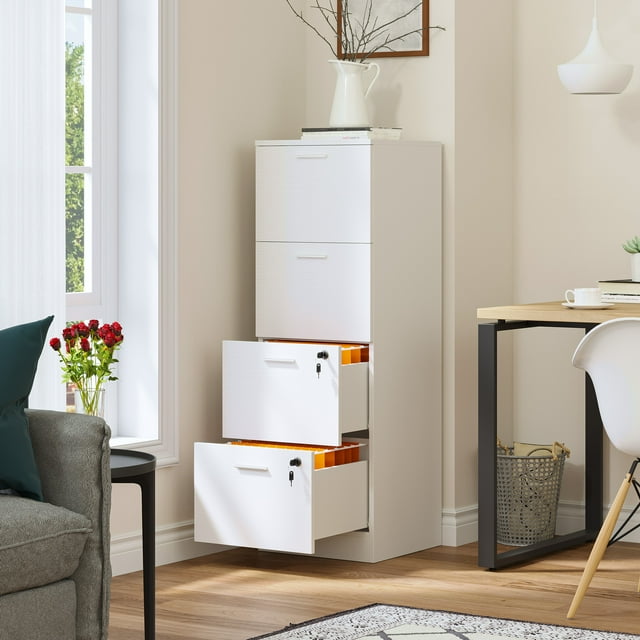 DWVO 4-Drawer Wood File Cabinet with Lock,15.8" Deep Vertical Filing ...