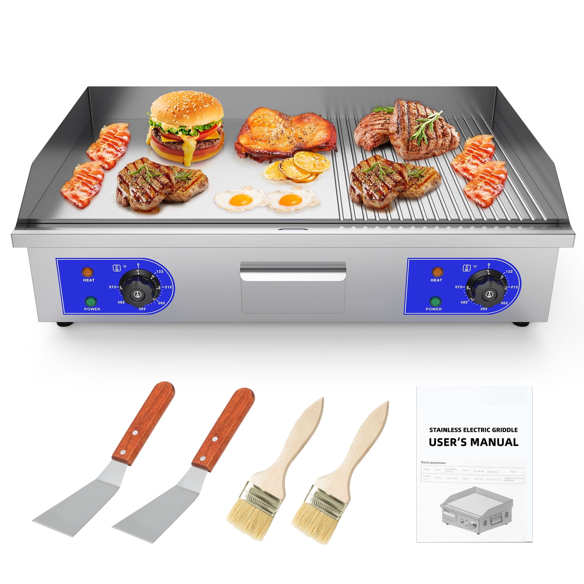 DWVO 4" Electric Countertop Flat Top Griddle, 110V 4400W Non-Stick ...