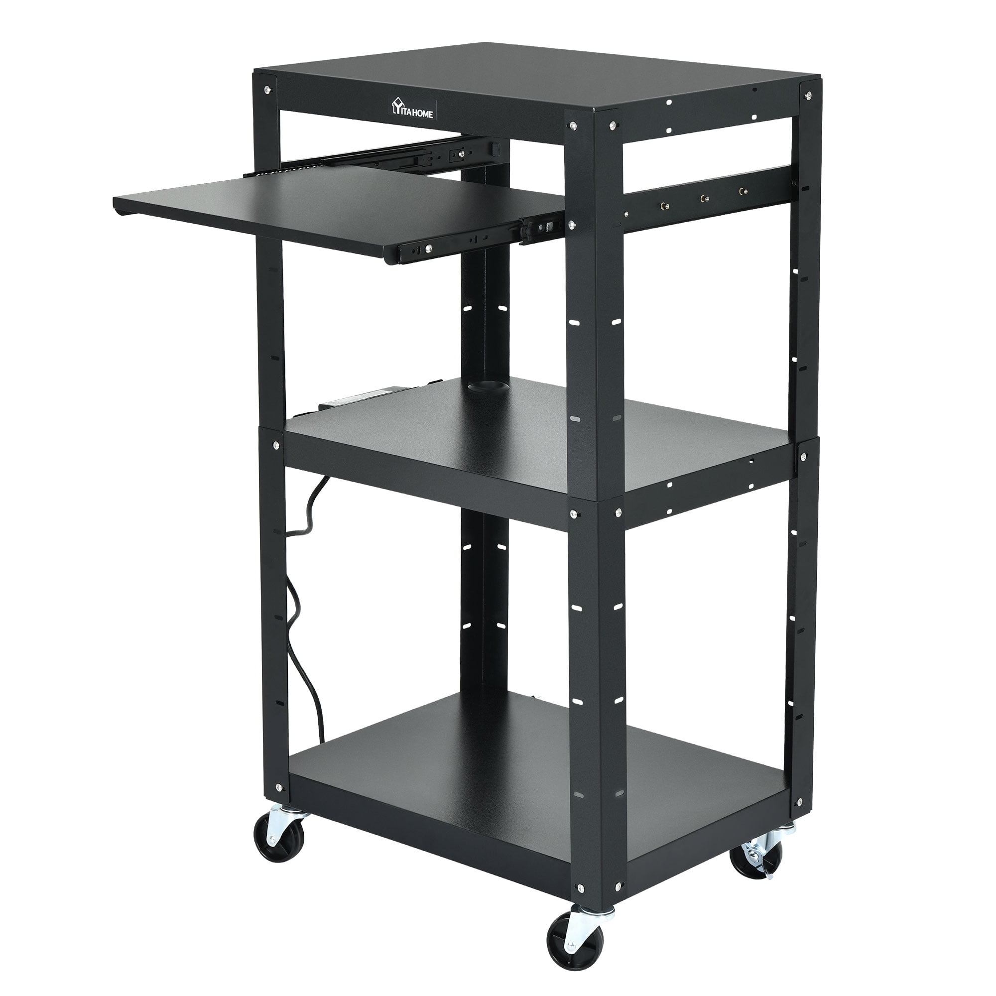 DWVO 4-Shelf Large AV Cart with 360° Swivel Wheels, 41" Metal ...