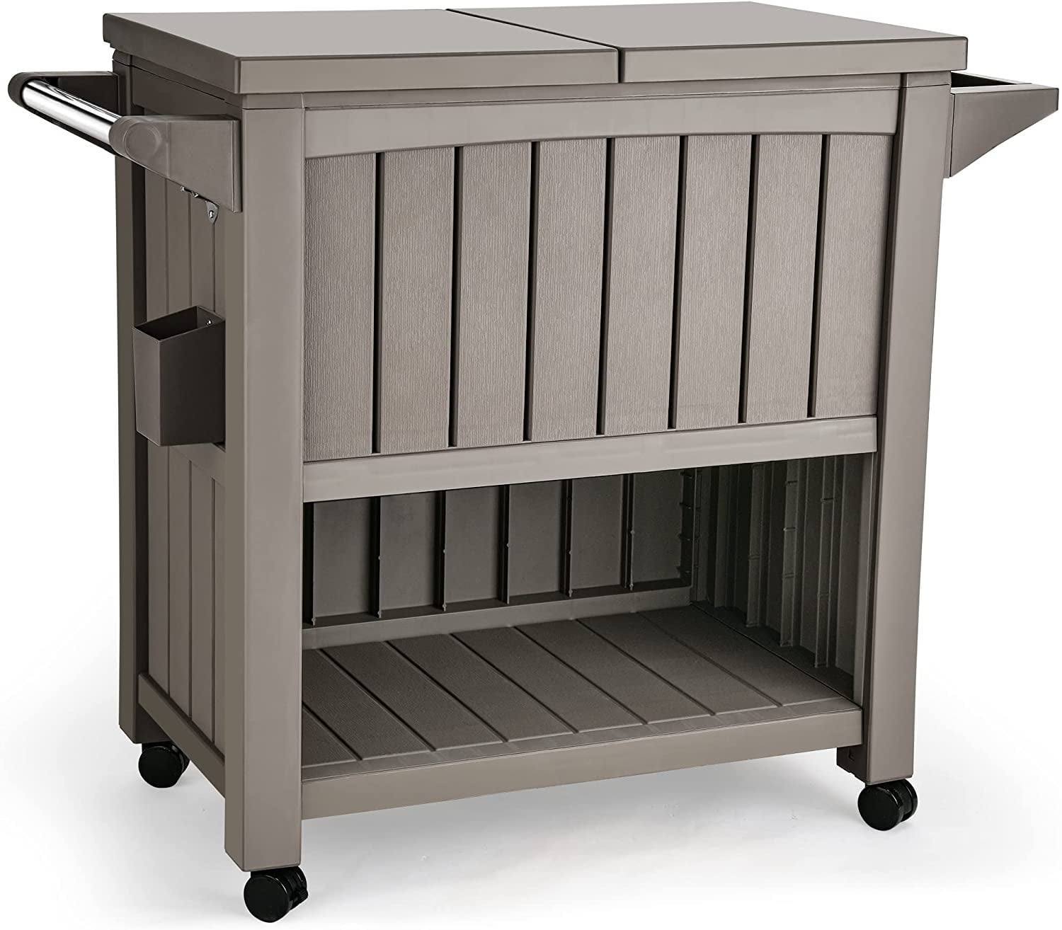 DWVO 4 Wheels Outdoor Table & Portable Storage Cabinet with Bottle ...