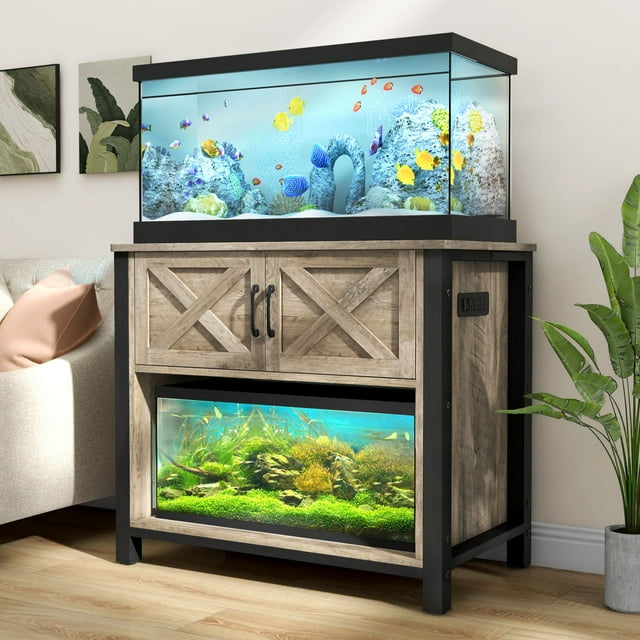 DWVO 40-55 Gallon Heavy Duty Metal Aquarium Stand with Power Outlets ...