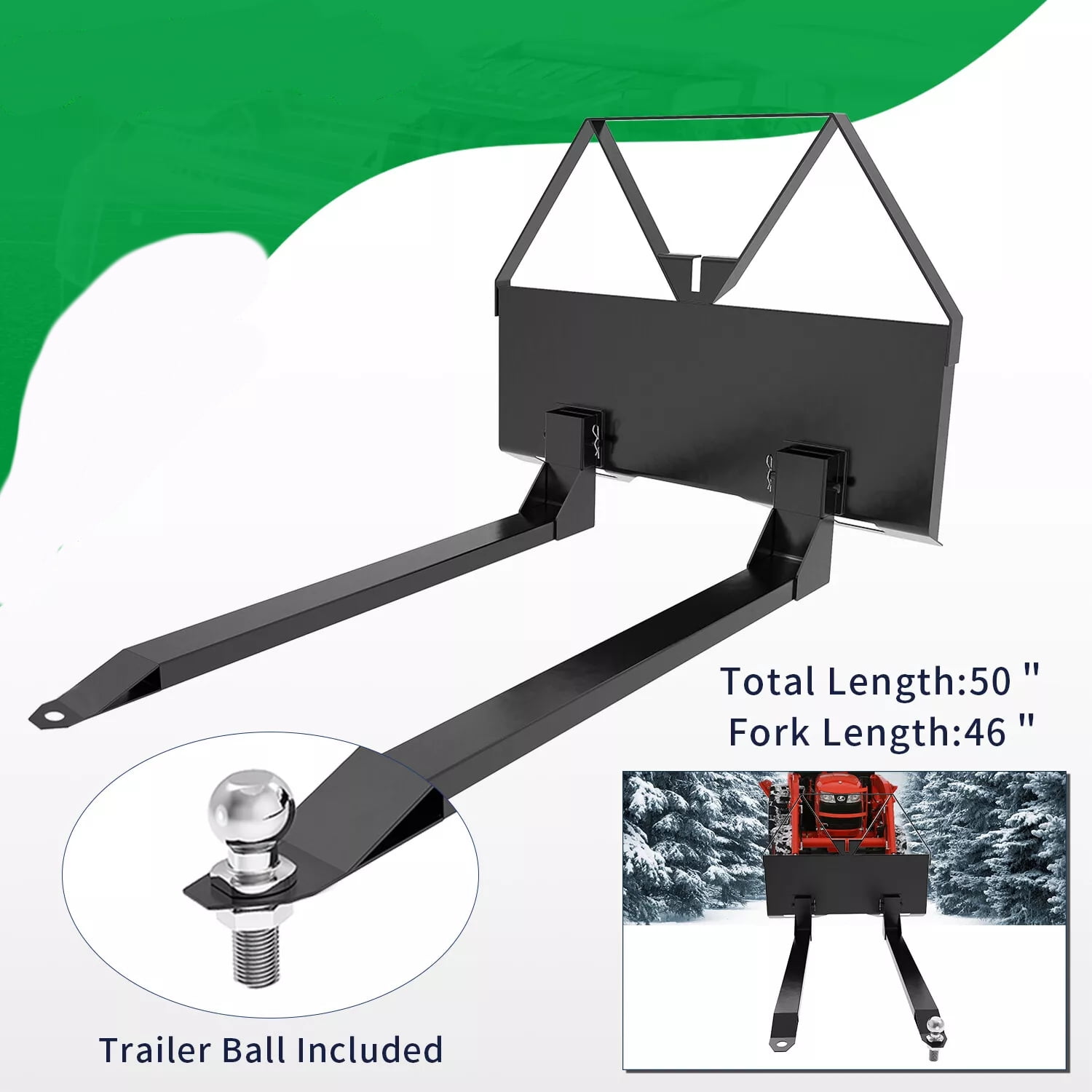 DWVO 46" Quick Attach Pallet Forks Attachment Skid Steer Forks Tractor ...