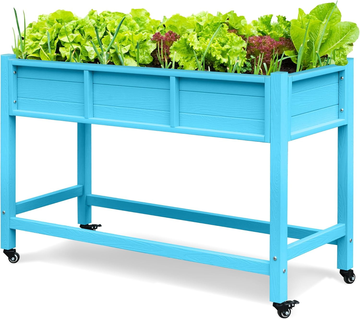 DWVO 47x18x31in Raised Garden Bed, Weather Resistant Poly Wood Planter ...