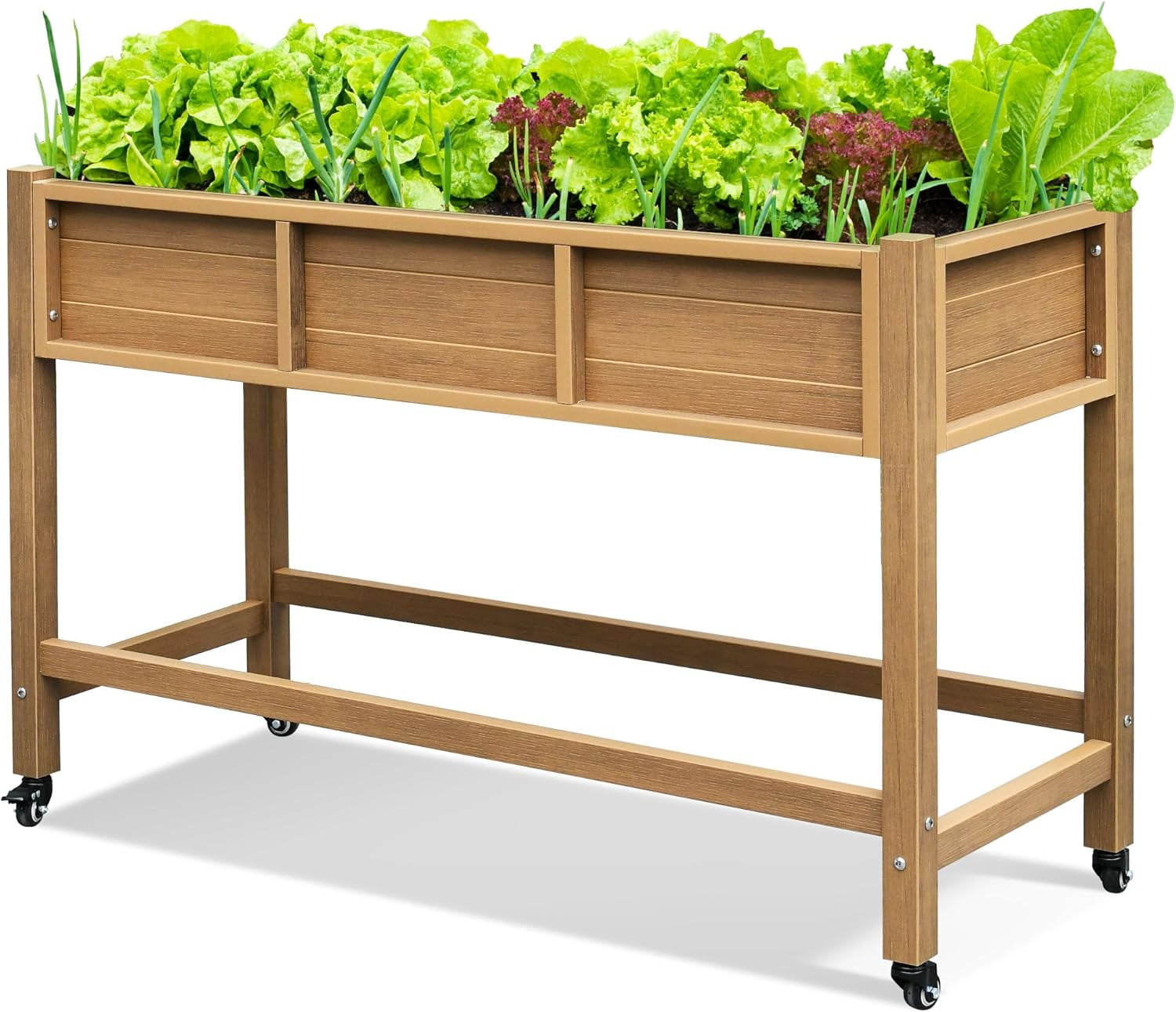DWVO 47x18x31in Raised Garden Bed, Weather Resistant Poly Wood Planter ...