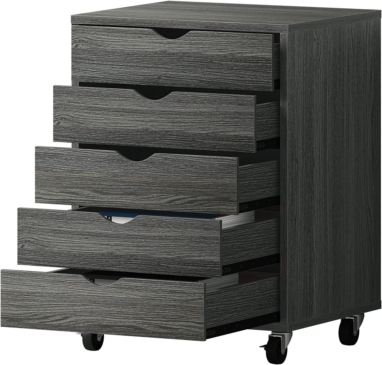 DWVO 5 Drawer Chest, Mobile File Cabinet with Wheels, Home Office ...