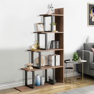 Dextrus 5-Tier L-Shape Bookshelf: Freestanding Storage, Wood/Metal ...