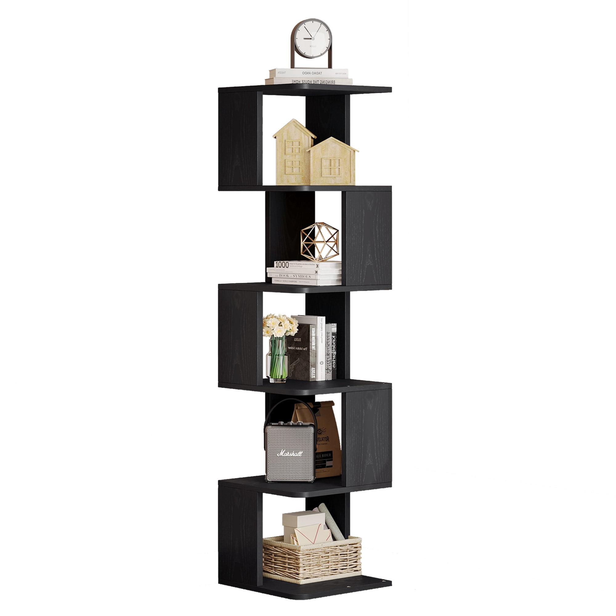 DWVO 6 Tier Narrow Bookshelf, Modern Tall Bookcase, Cube Open Display ...