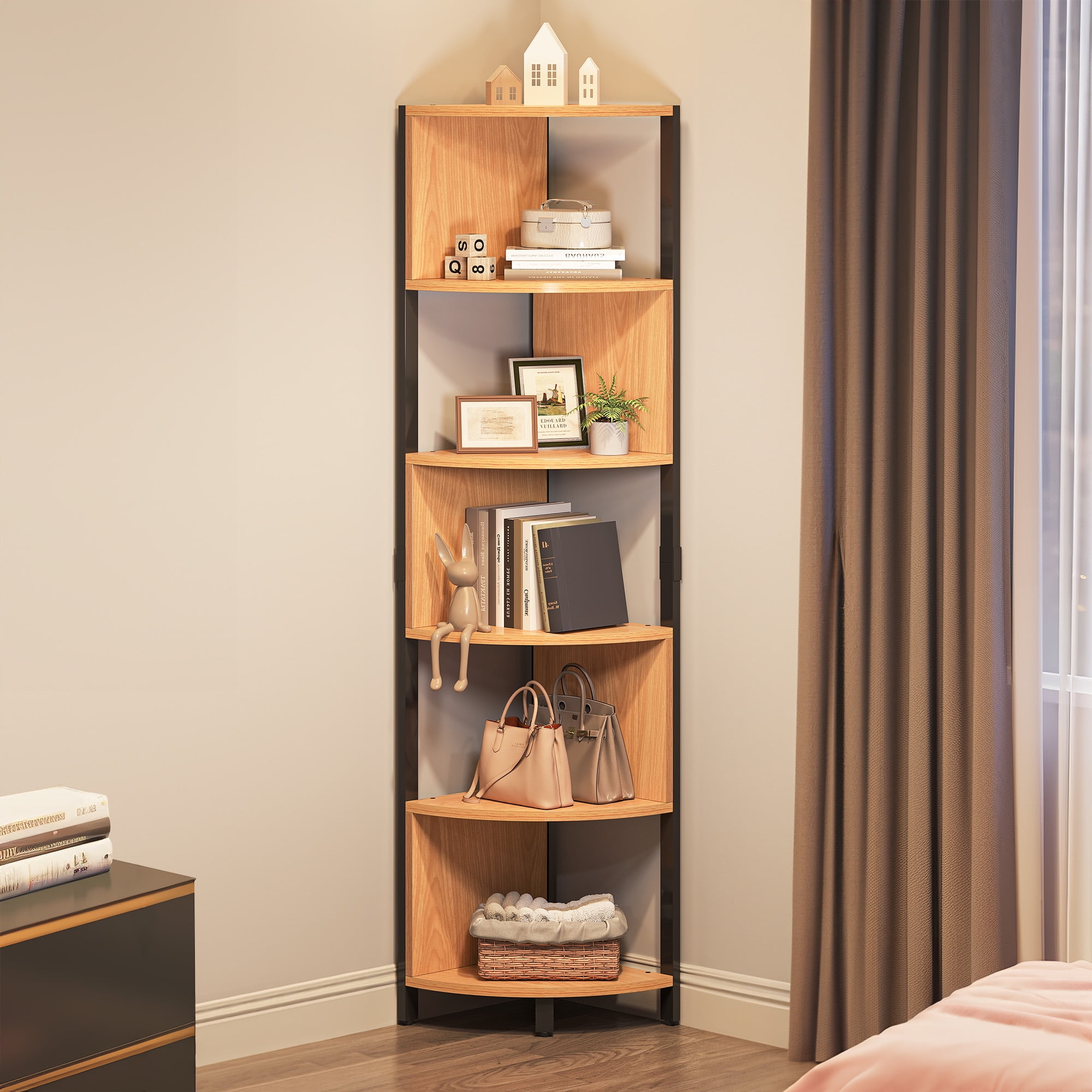 DWVO 6-Tiers Corner Shelf, 69" Tall Corner Storage Stand Unit , Corner ...