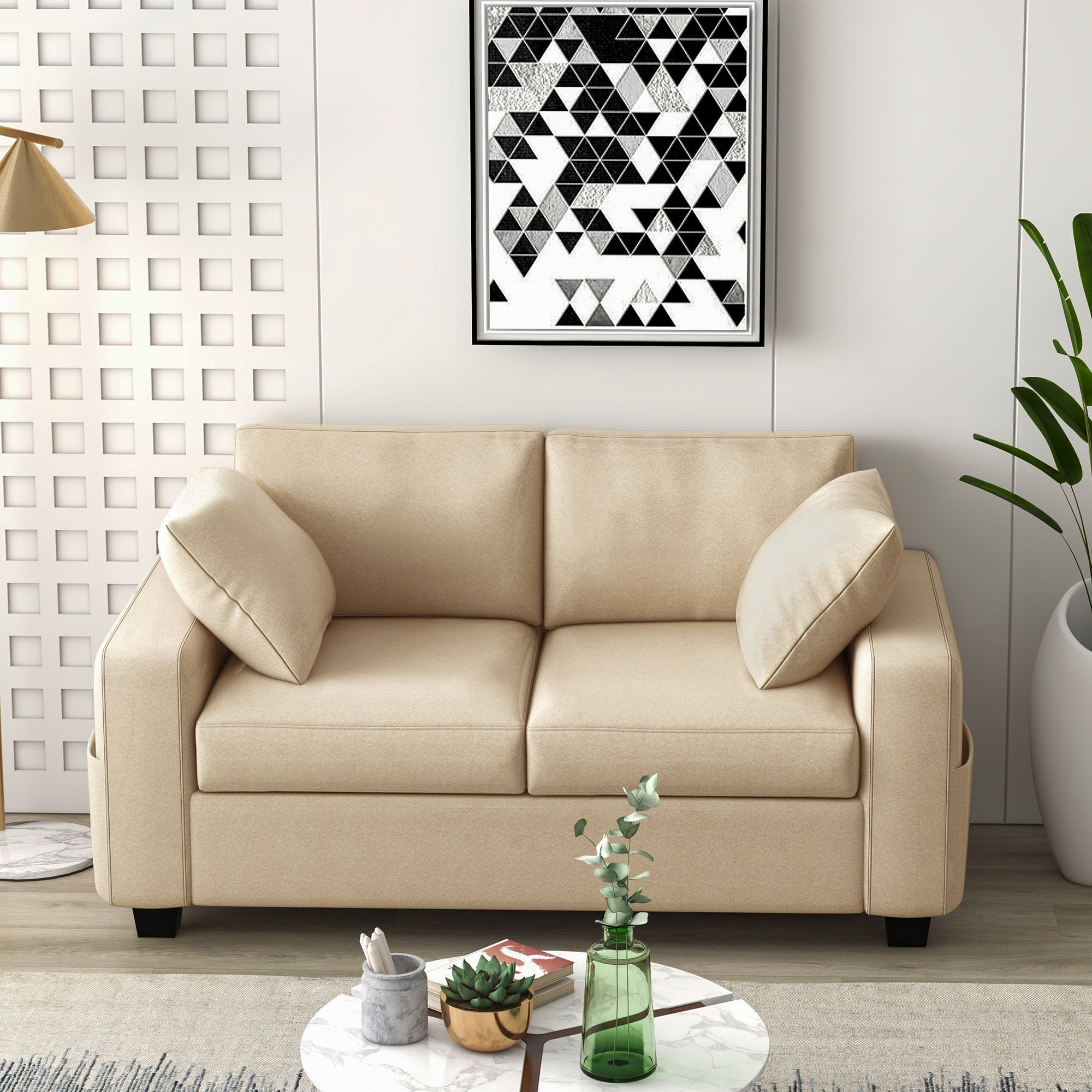 DWVO 60" Loveseat Sofa, Modern Comfort Sofa with Back Cushions & Side ...