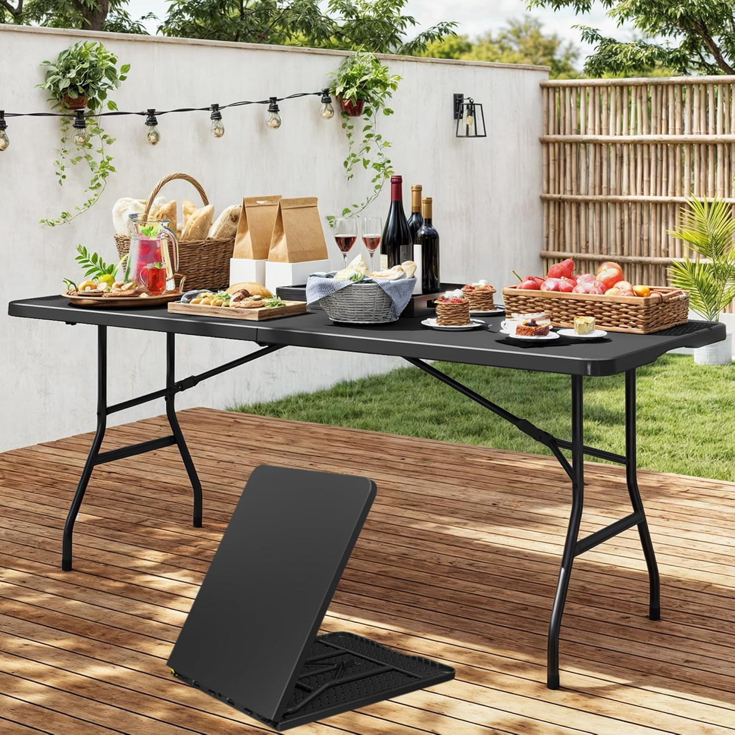 DWVO 6FT Folding Table, Heavy Duty Folding Tables with Carrying Handle ...