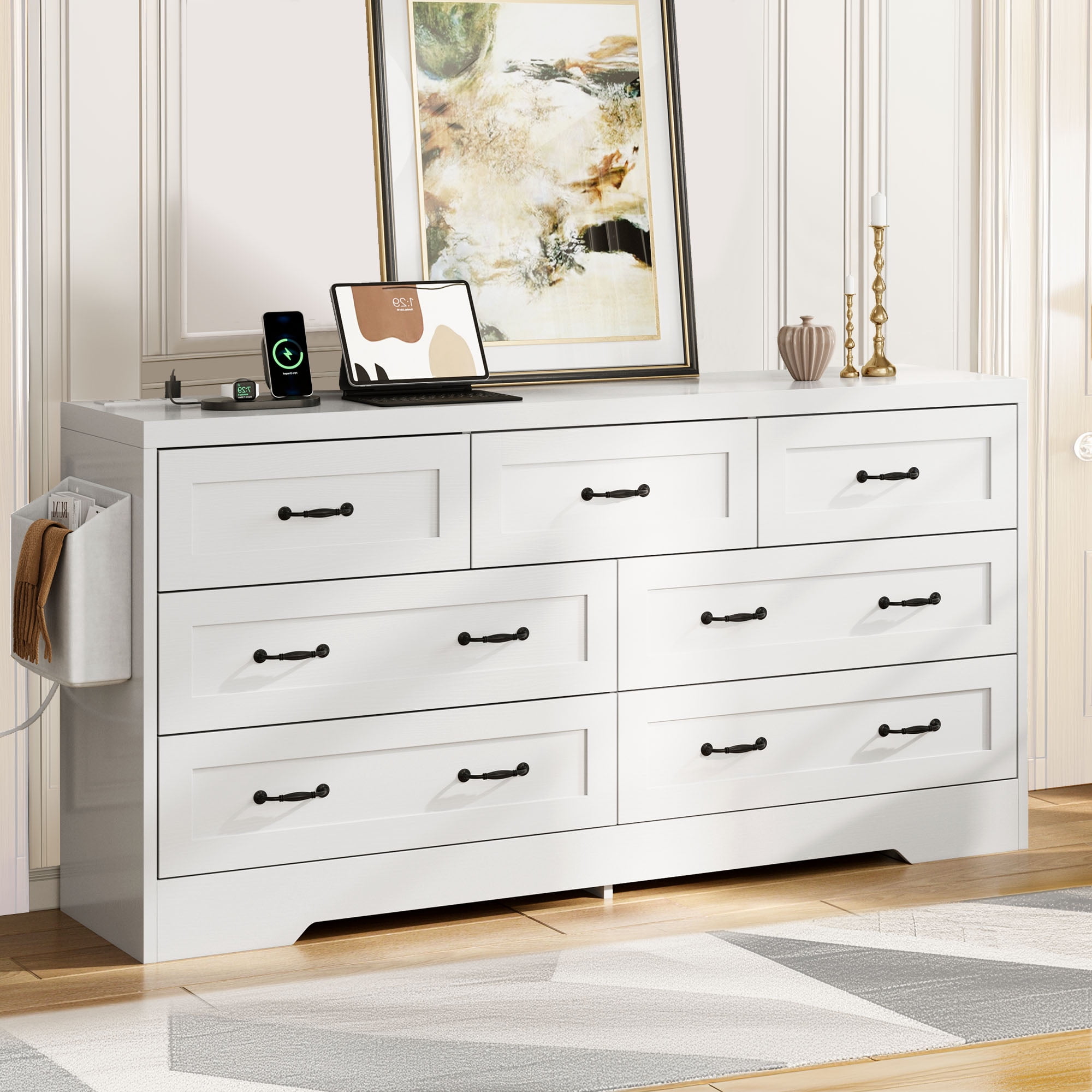 Free Shipping! DWVO 7 Drawer Dresser with Antique Handles & USB Power ...