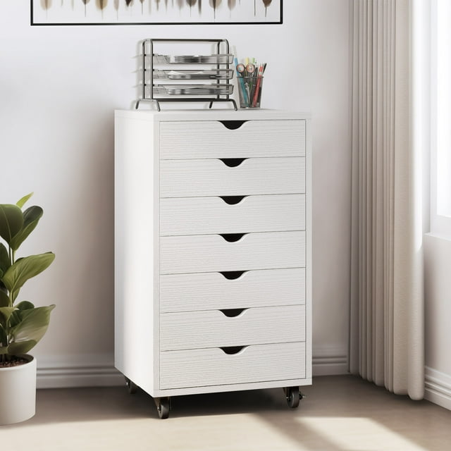 DWVO 7-Drawer File Cabinets Office Wooden File Cabinet Chest Mobile ...