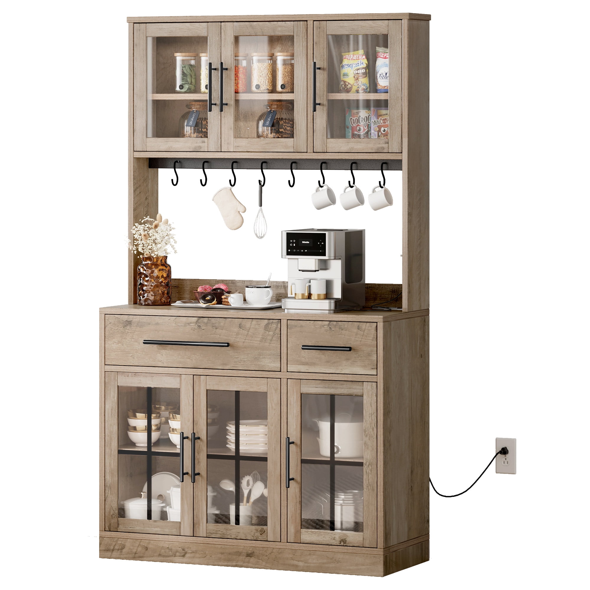 DWVO 71" Tall Kitchen Pantry Storage Cabinet with Power Outlet ...