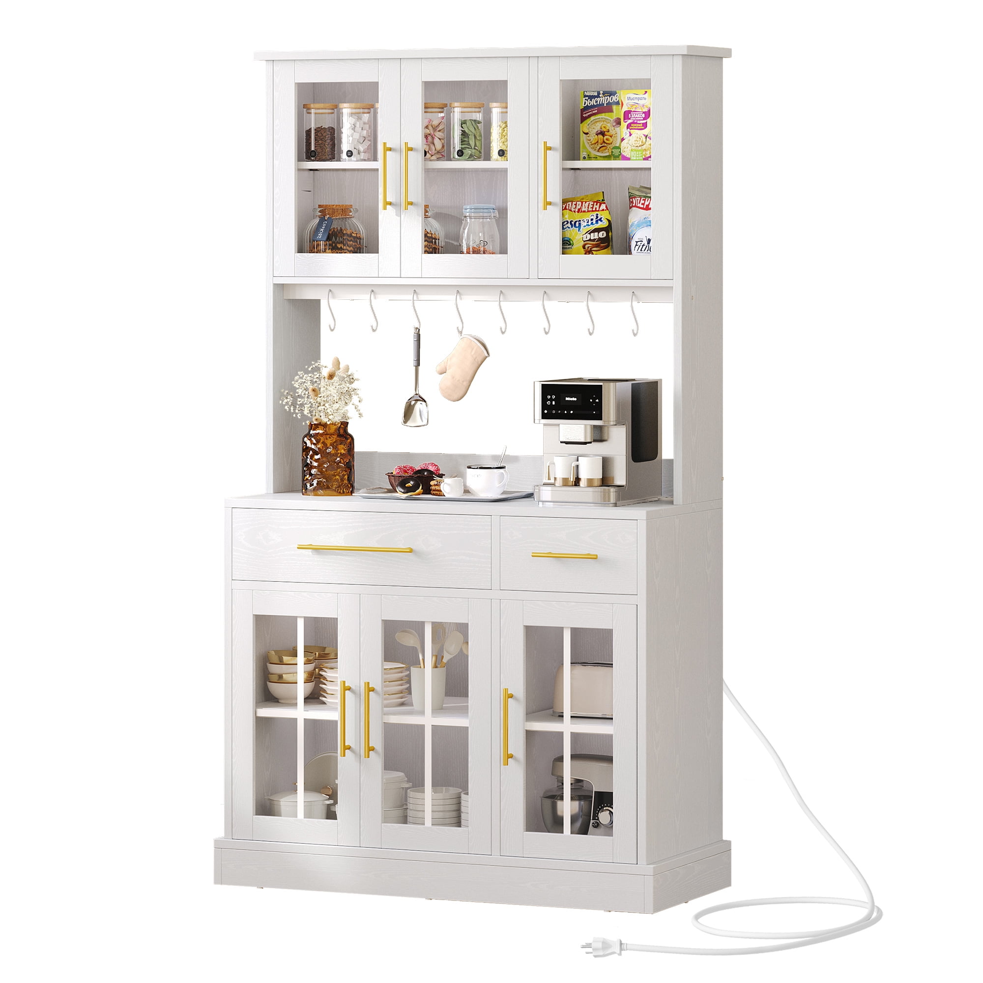 DWVO 71" Tall Kitchen Pantry Storage Cabinet with Power Outlet ...