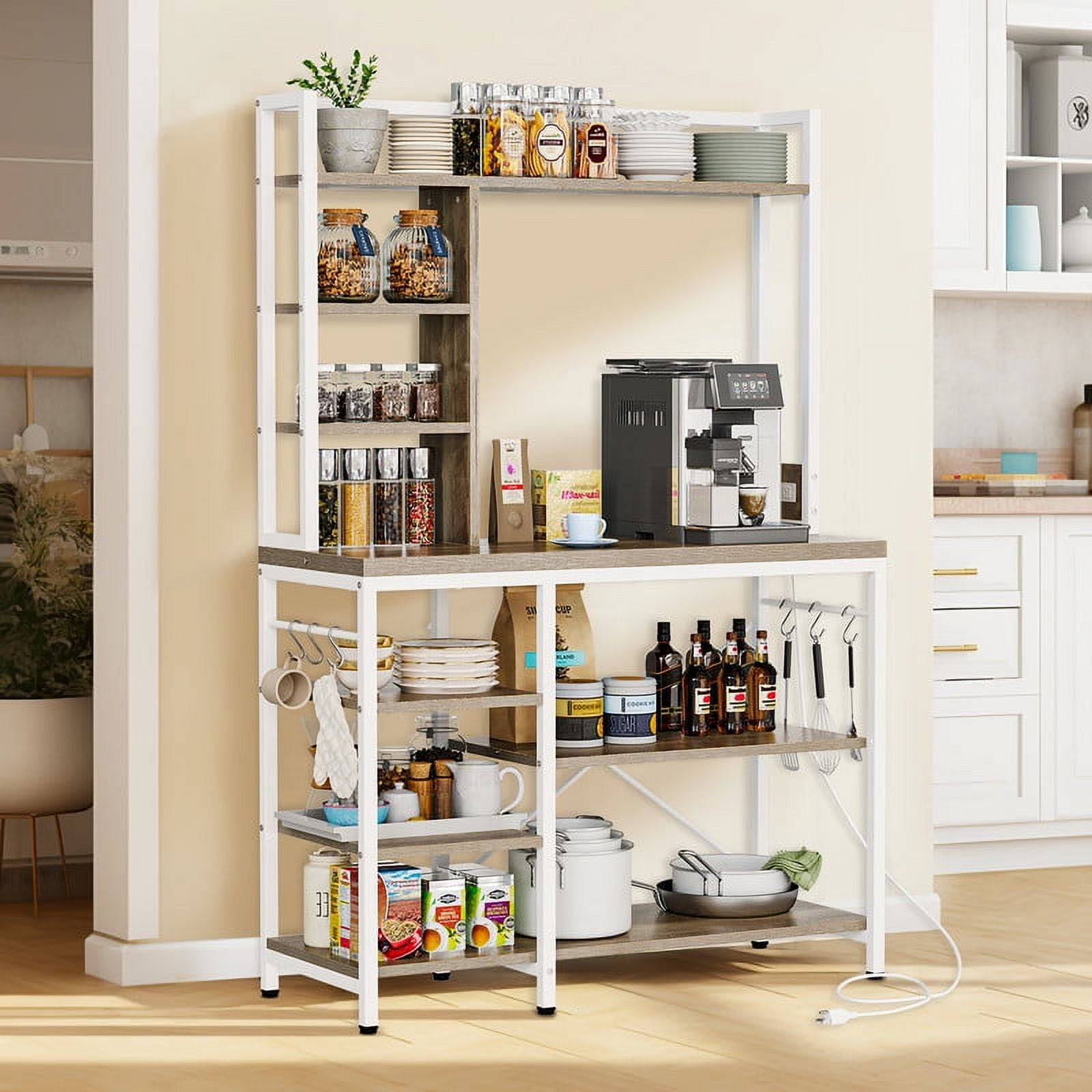 DWVO 8 Tier Kitchen Bakers Rack with Power Outlets, 39" Freestanding ...