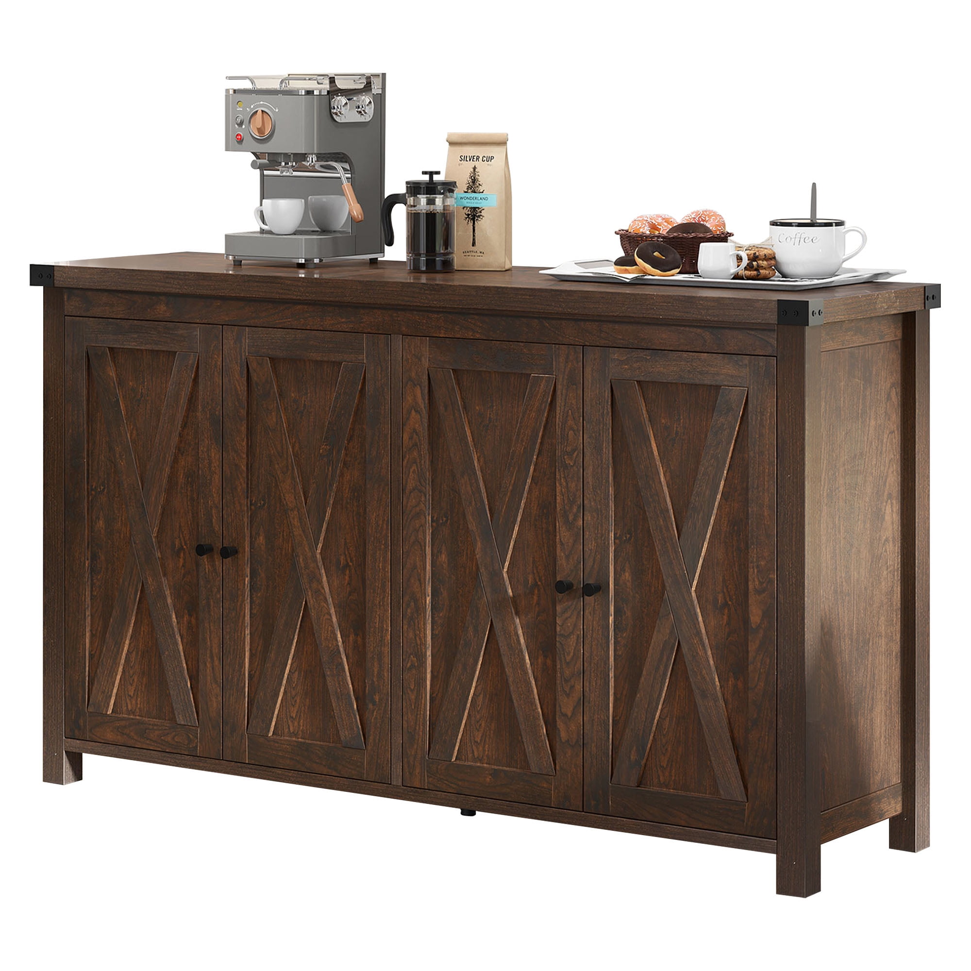 DWVO Rustic Metal Buffet Cabinet, Farmhouse Kitchen Console with ...