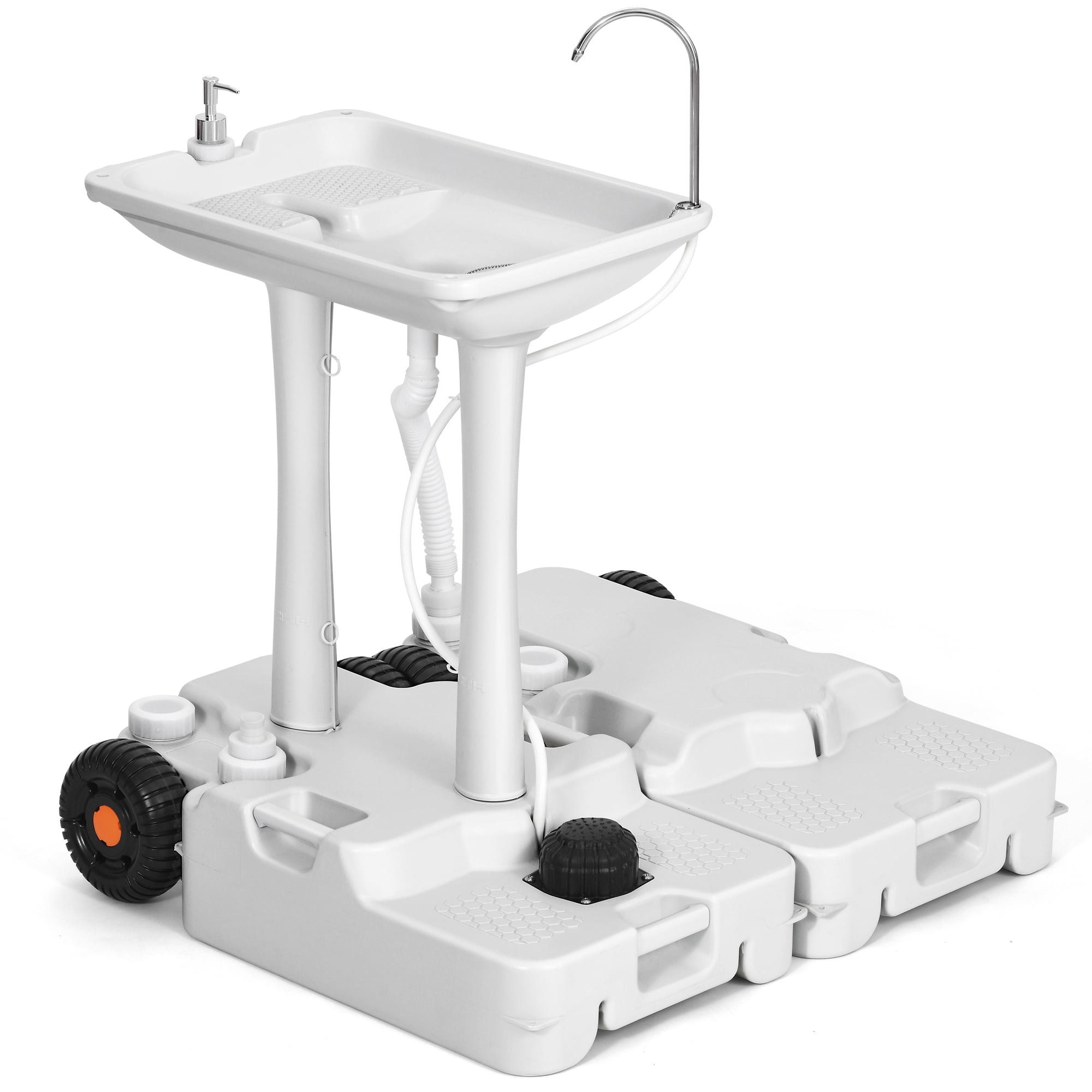 DWVO Camping 30L Portable Sink Hand Washing Station with Rolling Wheels ...