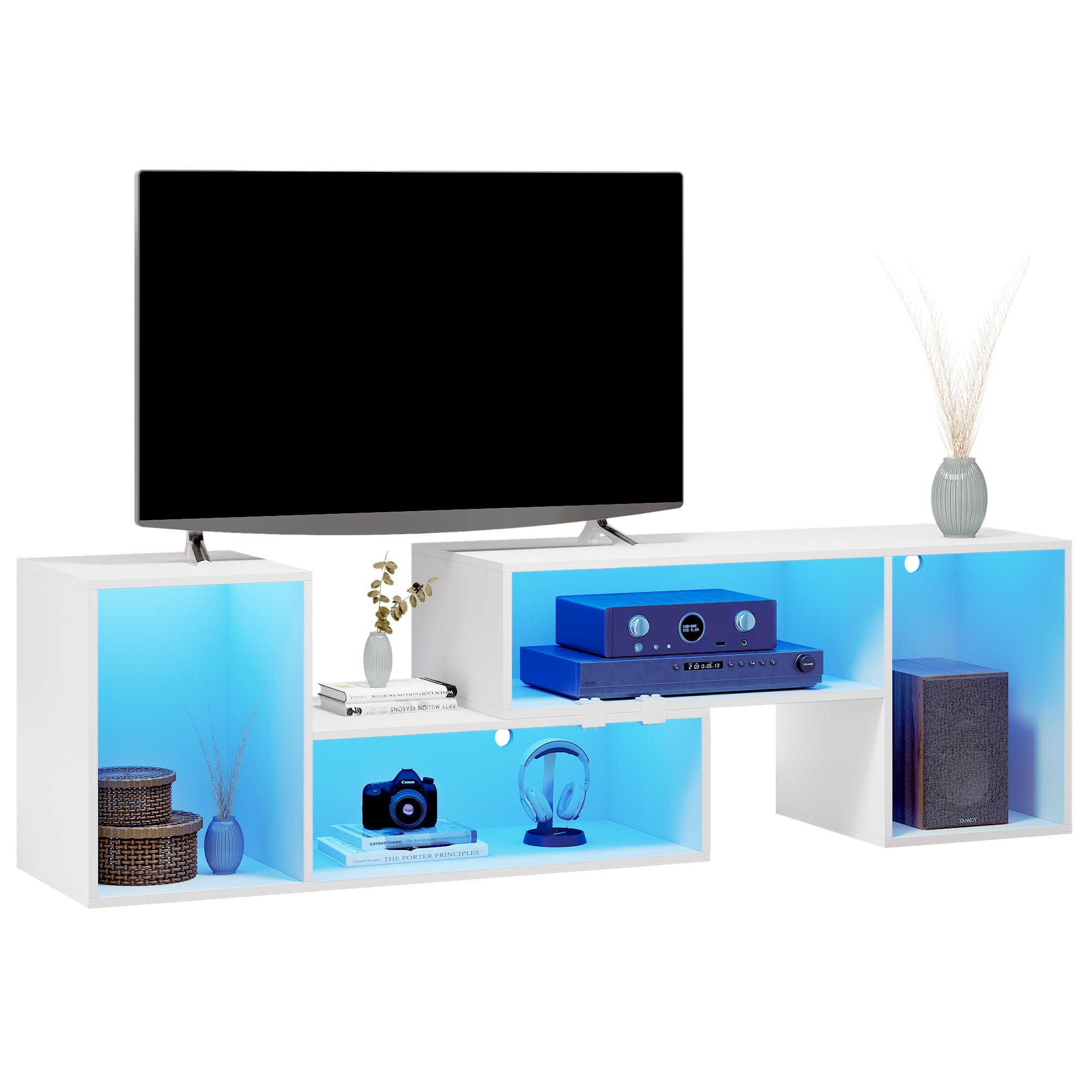 DWVO DIY Deformable TV Stand with LED Strip, Modern Entertainment ...
