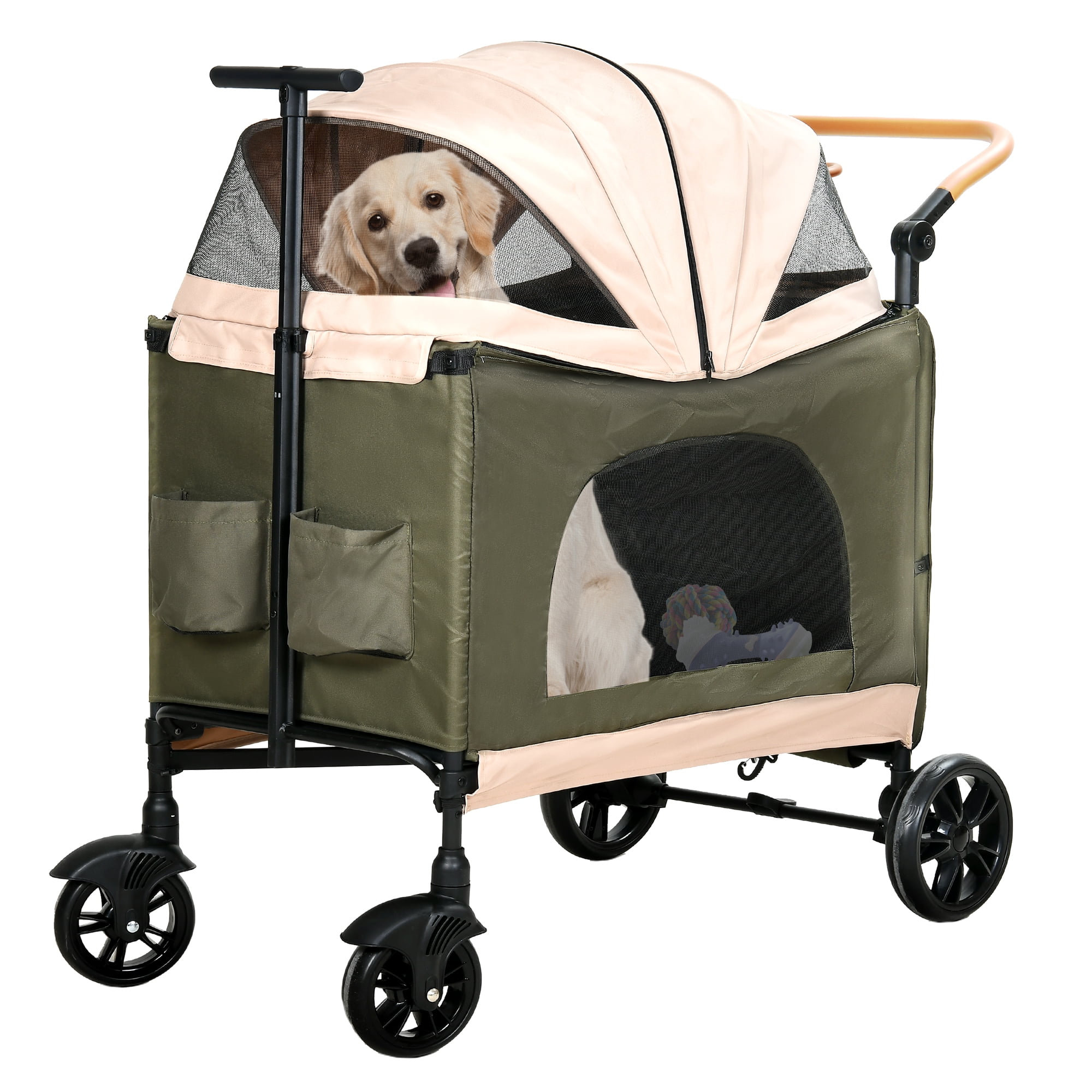 DWVO Heavy-Duty Folding Pet Stroller for Large Dogs & Multiple Pets ...