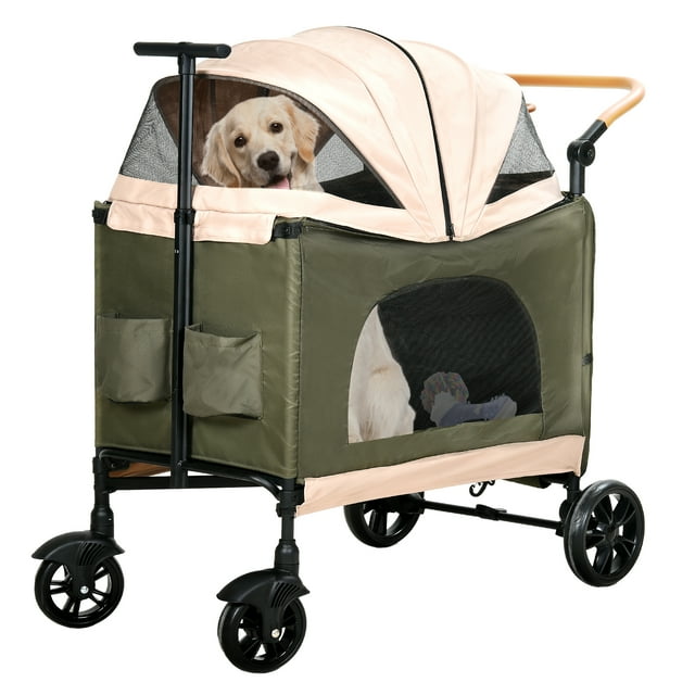 DWVO Heavy-Duty Folding Pet Stroller for Large Dogs & Multiple Pets ...