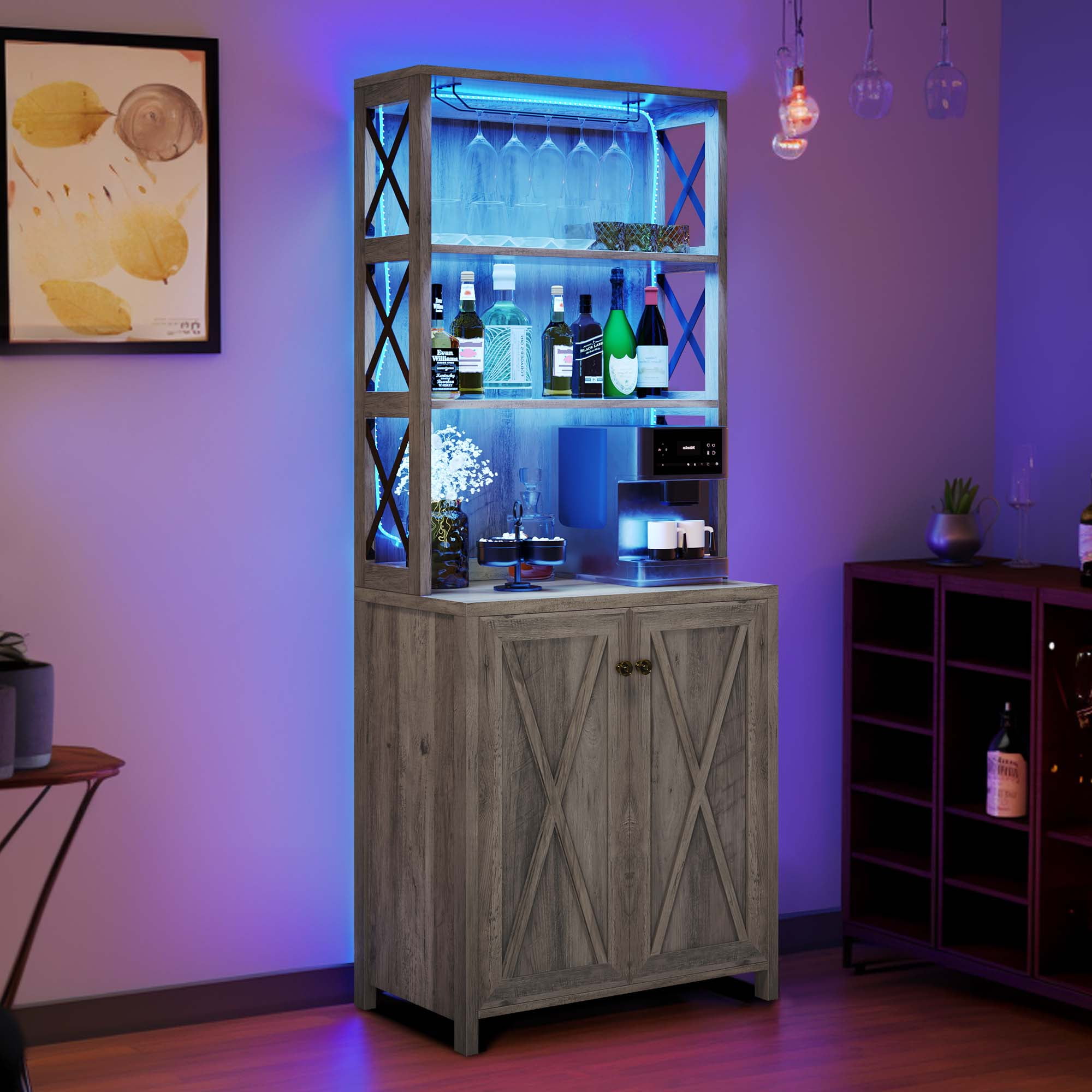 Lighted Cabinets For A Bar Mid Century Lighted Bar Tambour Door Long