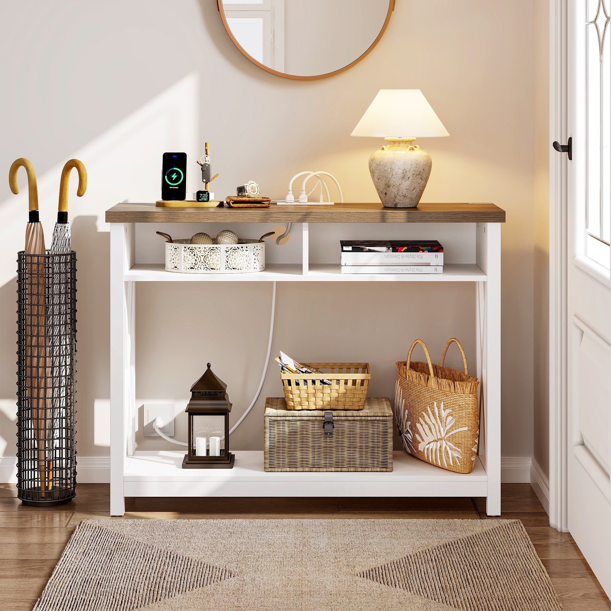DWVO Farmhouse Entryway Tables Narrow Sofa Table 40" Console Table with ...