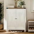 DWVO Farmhouse Shoe Cabinet with Barn Doors, 5-Tier Wood Shoe Storage ...