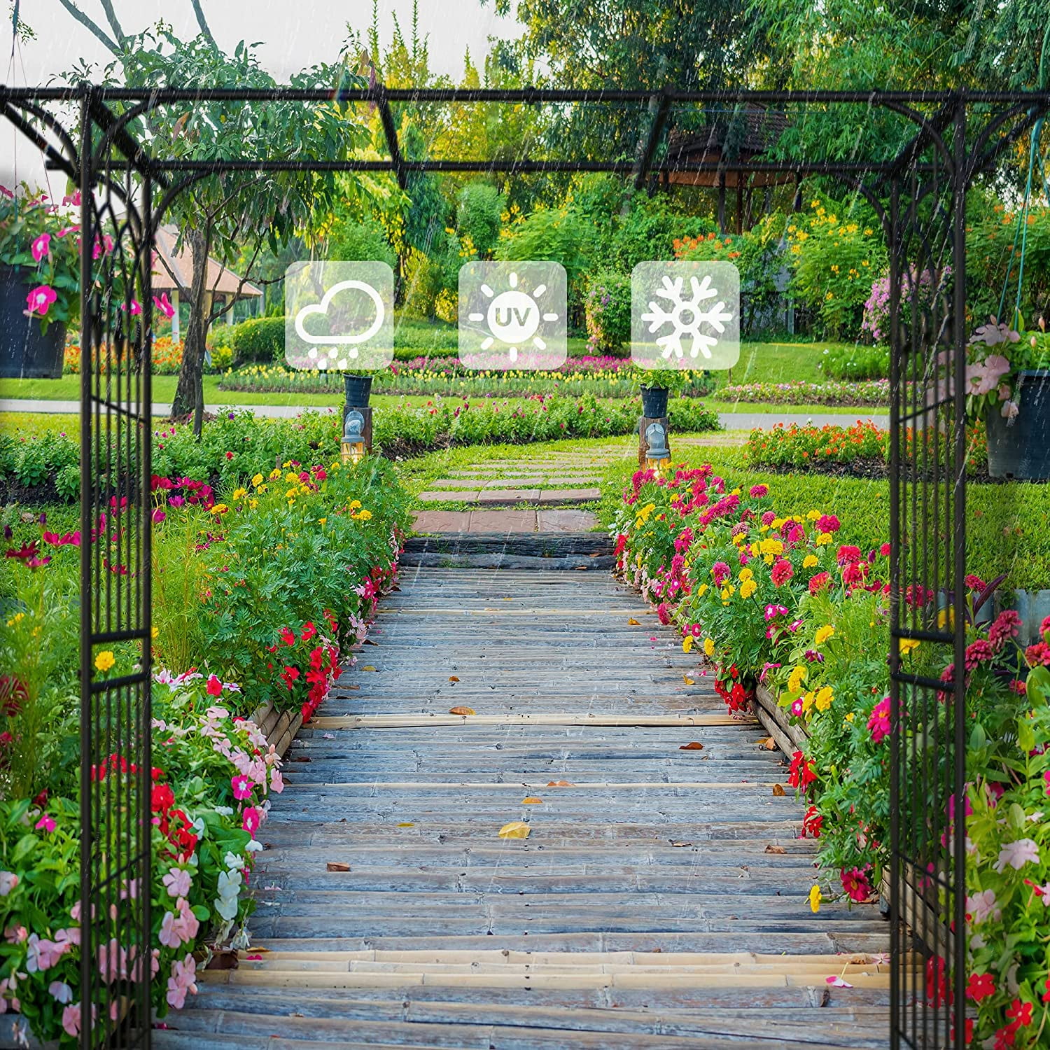 DWVO Garden Arch Metal Pergola Arbor Trellis for Various Climbing Plant ...