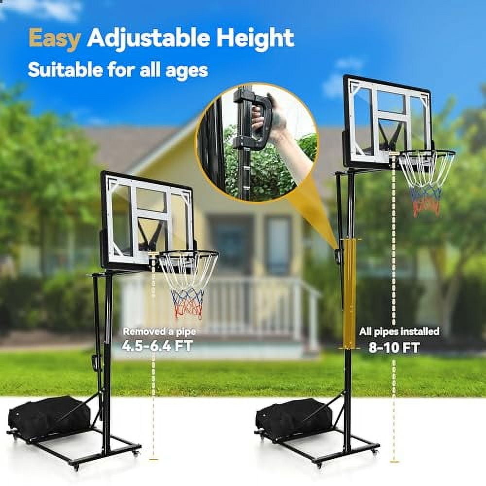 DWVO Hoop Outdoor 10 FT Adjustable, Portable Hoop & Goal with Iron Base ...