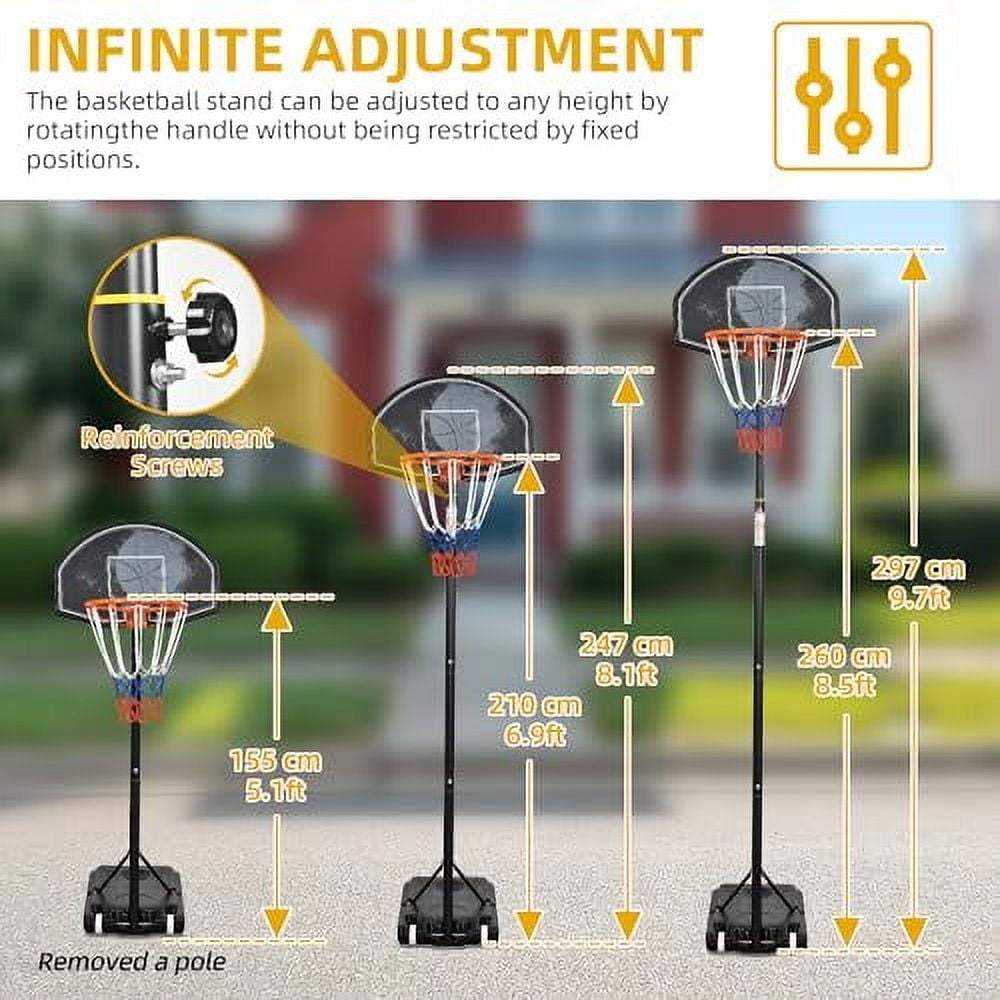 DWVO Hoop Outdoor, Portable Stand for Backyard/Park, 5.1-8.5FT Height ...