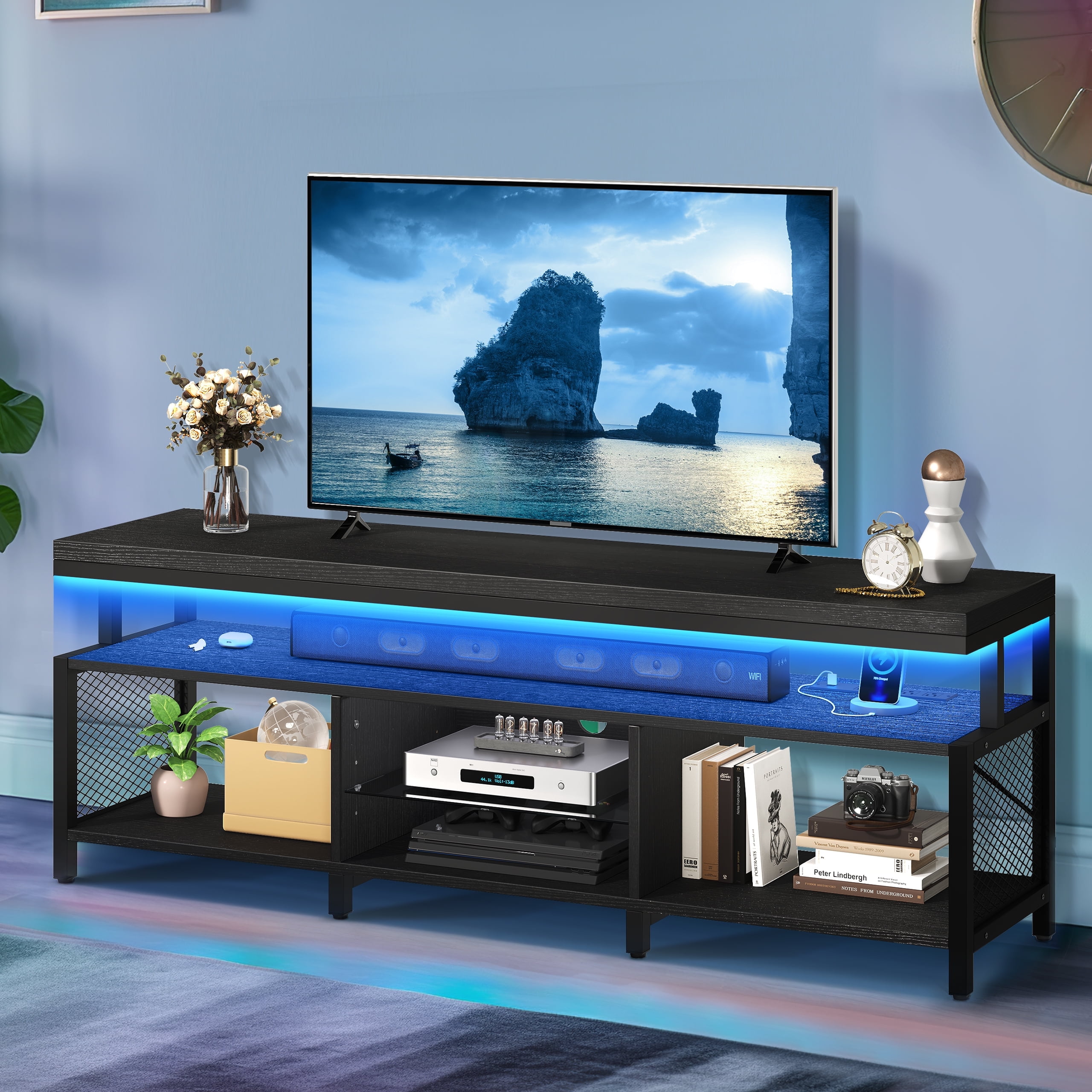 DWVO Industrial LED TV Stands for 55/60/65/70 inch w/Power Outlets ...