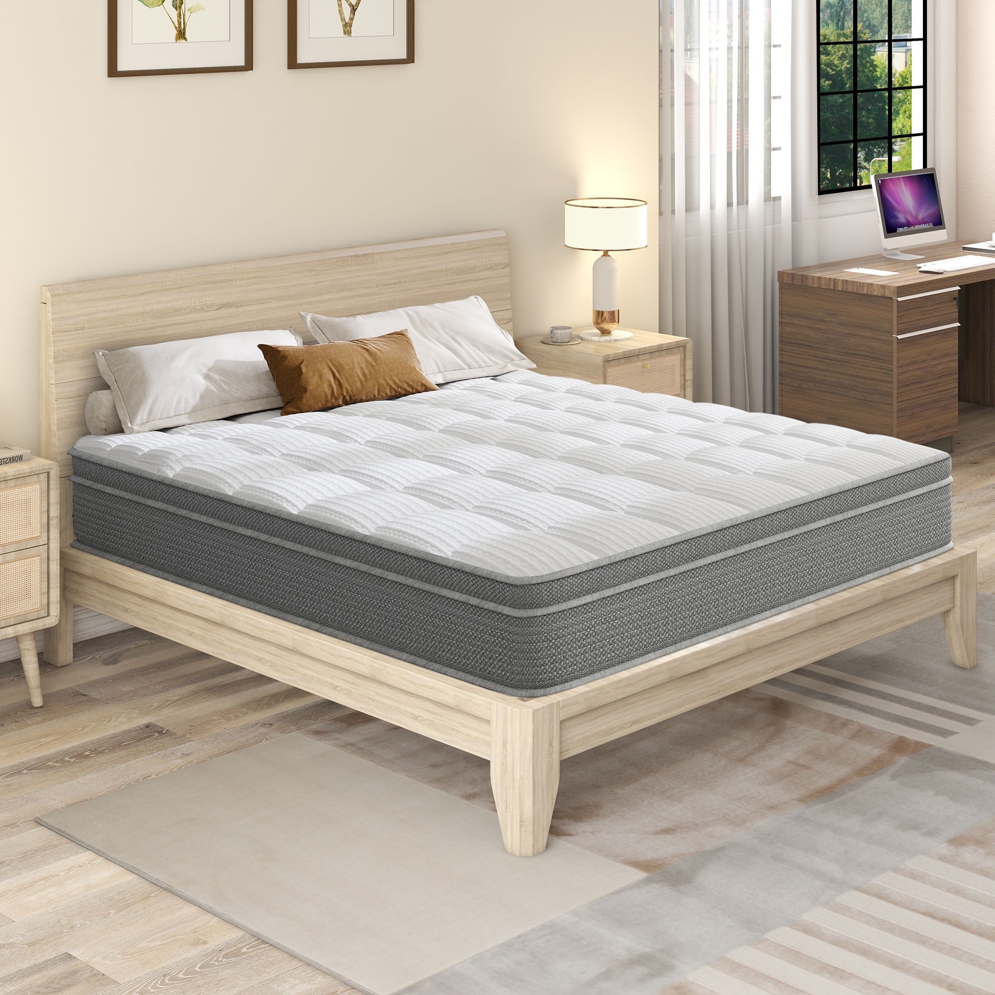 DWVO King Spring Mattress, Hybrid Mattress with Cooling-Gel Memory Foam ...