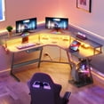 DWVO L-Shaped Gaming Desk with Large Monitor Riser Stand, Corner ...
