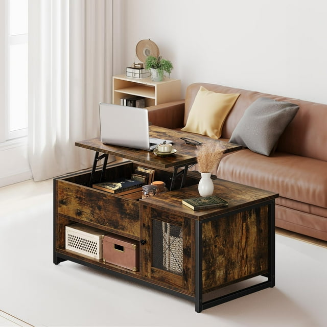DWVO Lift Top Coffee Tables with Storage, Double Doors Cocktail Table ...
