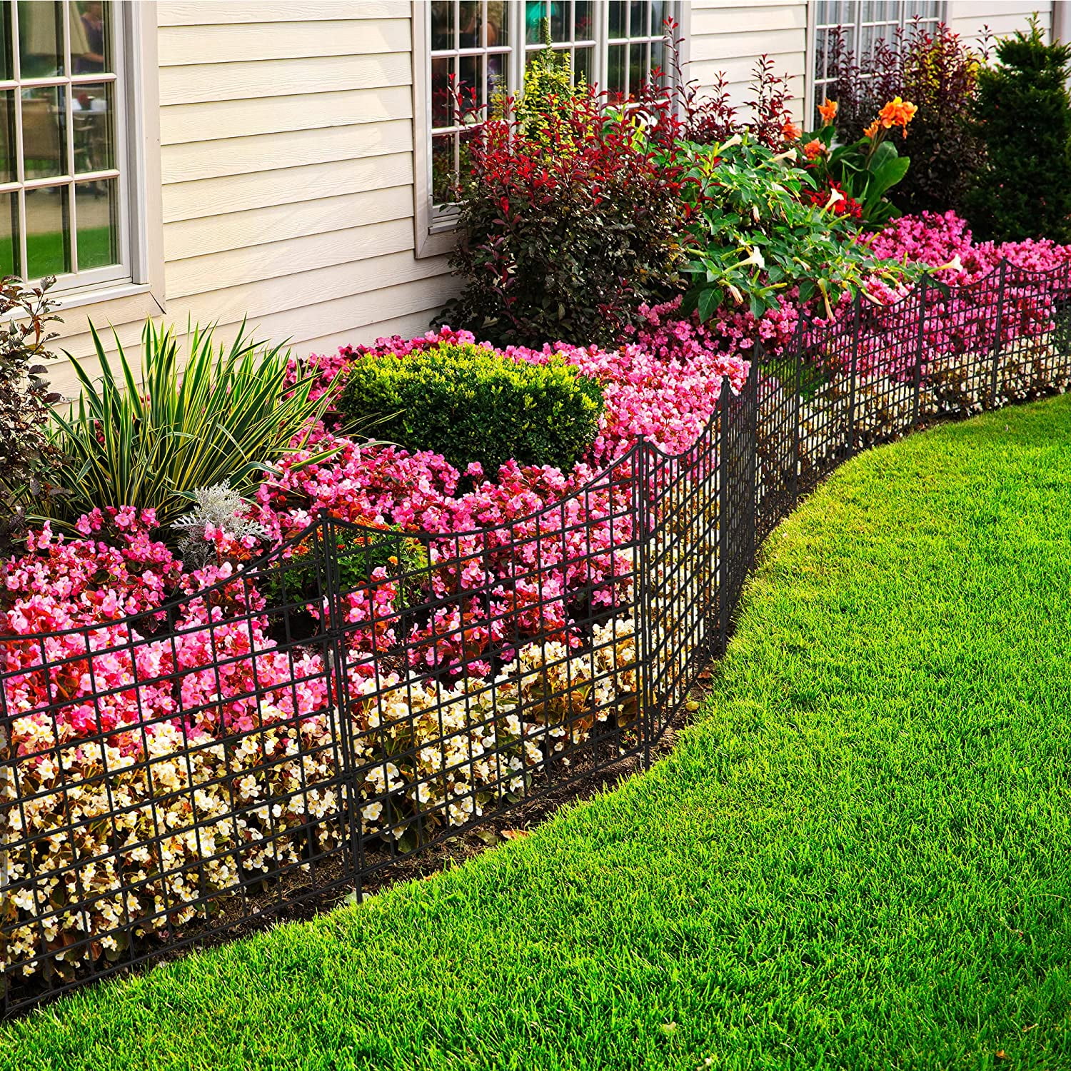 DWVO Metal Decorative Garden Fence 25''L×30''H Outdoor Wire Fence ...