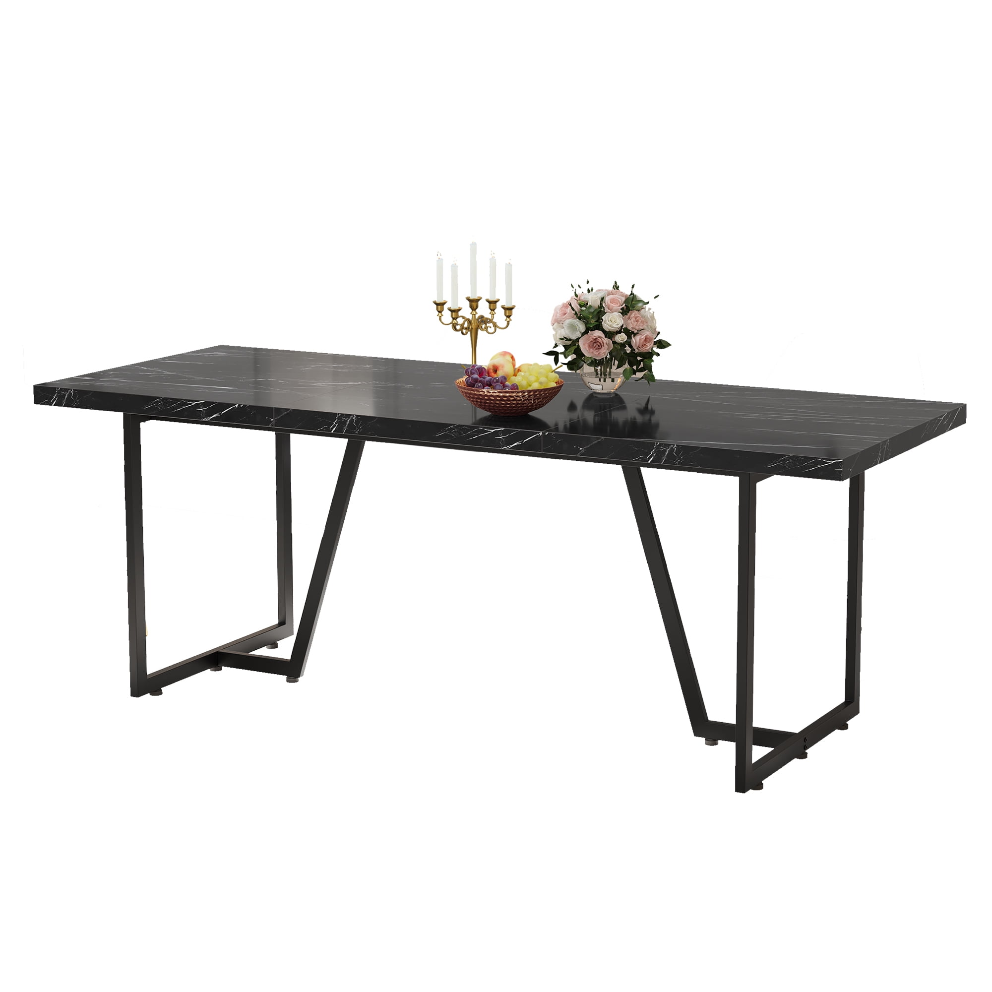 DWVO Modern Dining Table, 82 inches Rectangle Dinner Table for 6-8 ...