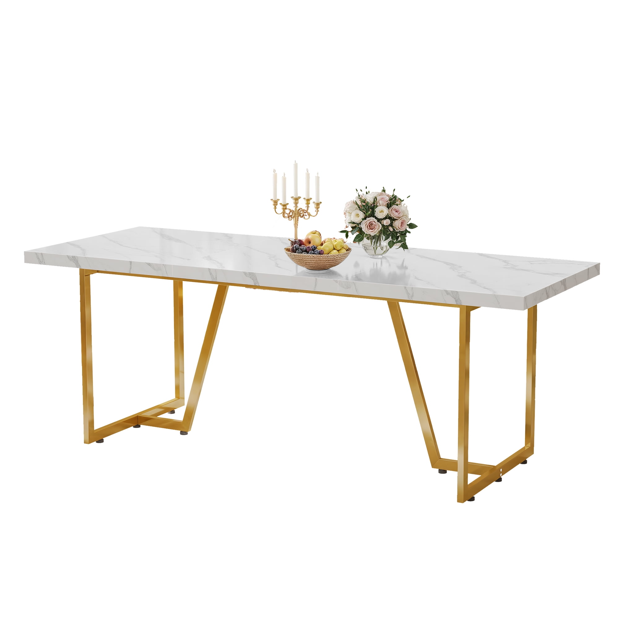 DWVO Modern Dining Table, 82 inches Rectangle Dinner Table for 6-8 ...