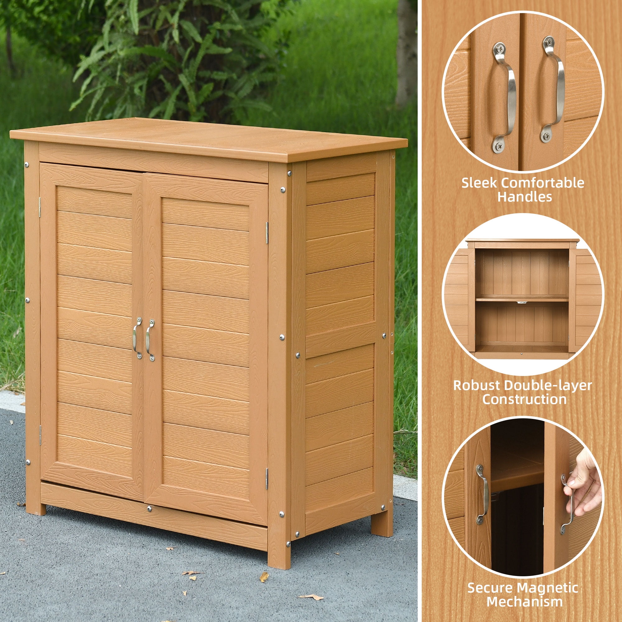 DWVO Outdoor Garden Storage Cabinet With Double Doors Solid Fir Wood ...
