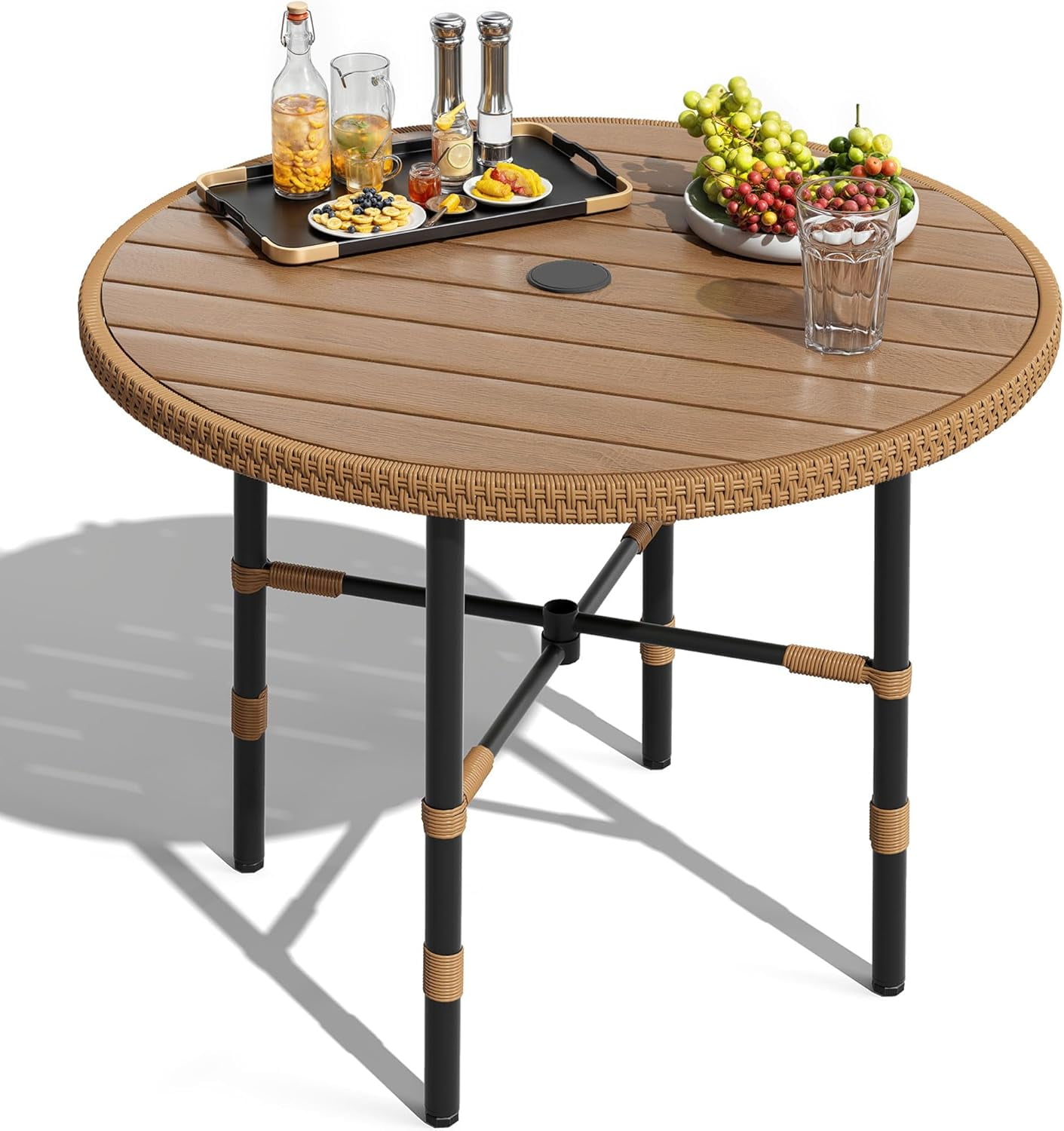 DWVO Outdoor Patio Dining Table Round for 4 35.4" Outdoor Tables with ...