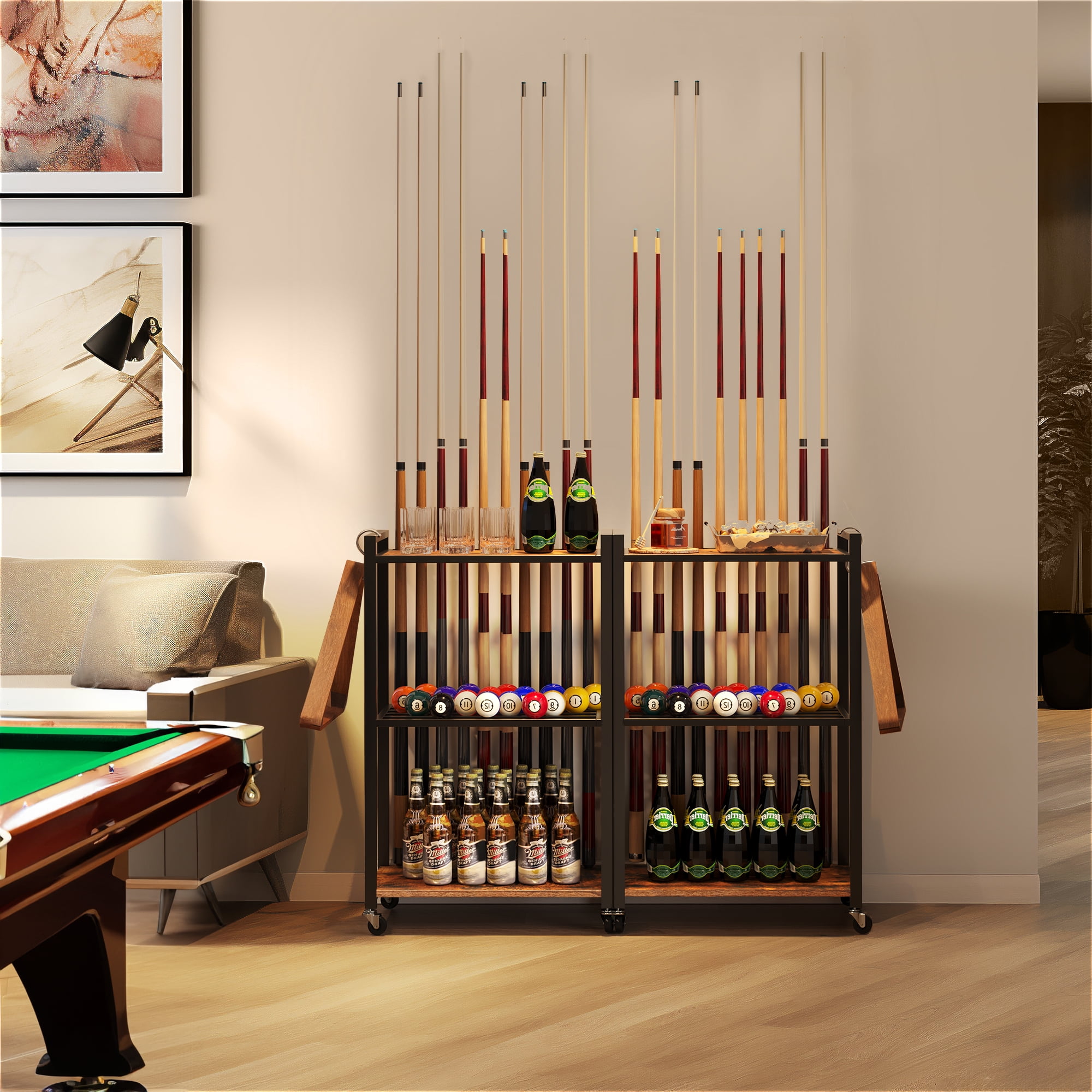 DWVO Pool Stick Holder Floor Stand With Wheels,Floor Stand Billiard ...