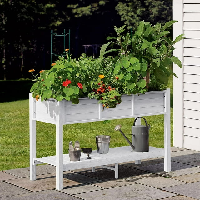 DWVO Raised Garden Bed Elevated Wooden Planter Box Stand with Legs and ...