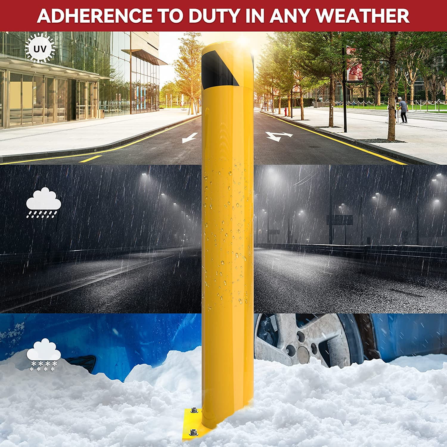 DWVO Safety Bollard Post, 36" x 4.5" Steel Bollards, Traffic Bollard ...