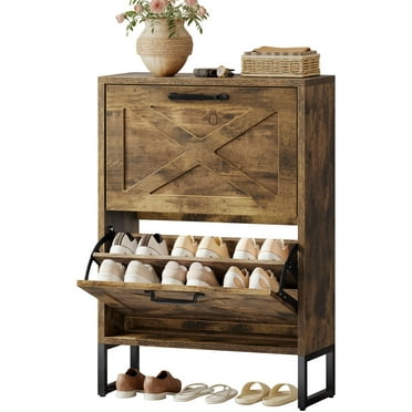 MONIPA Gray 3 Drawer Shoe Storage Cabinet Wall Mounted Metal Shoe ...