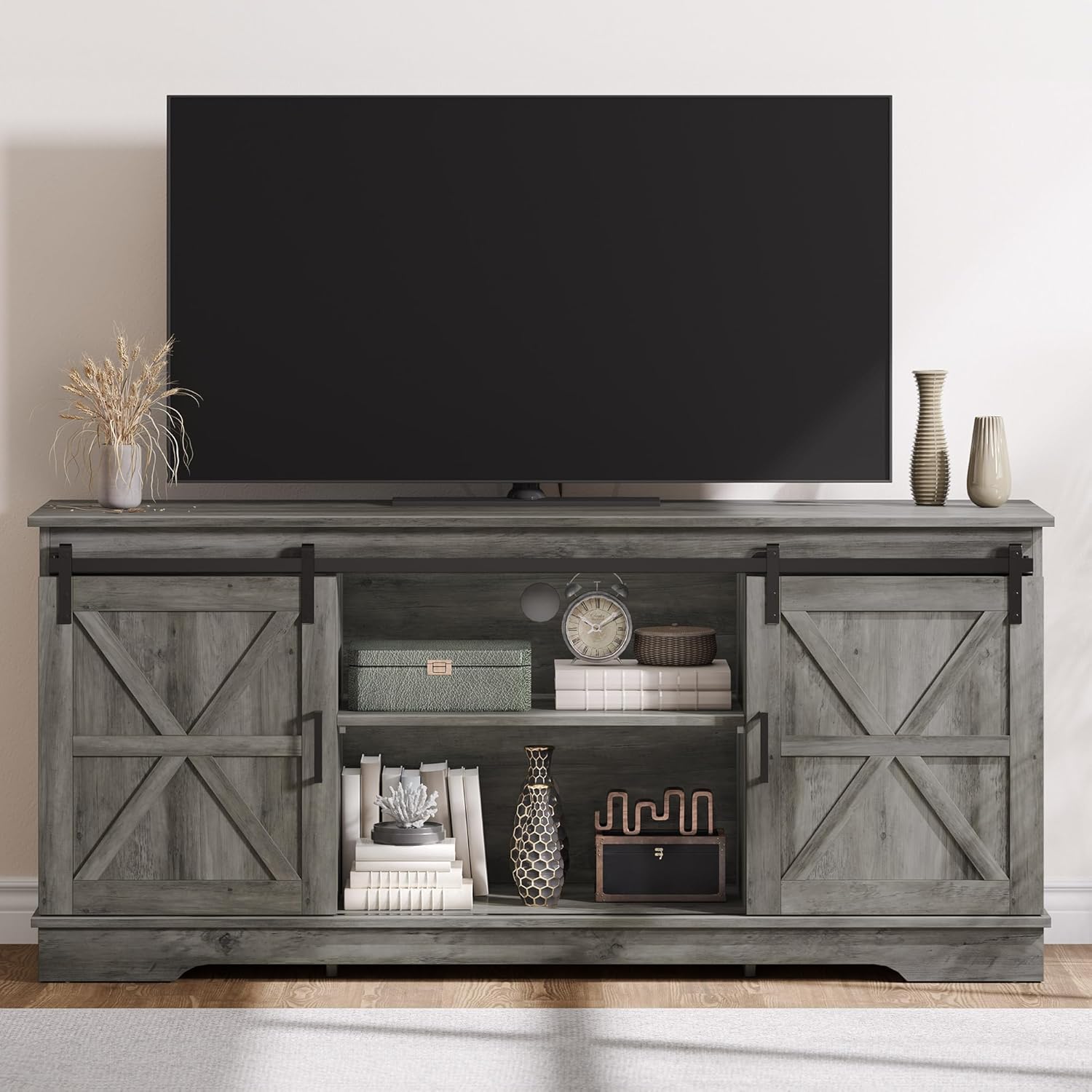 DWVO TV Stand for TVs up to 65 Inch, Farmhouse Entertainment Center ...