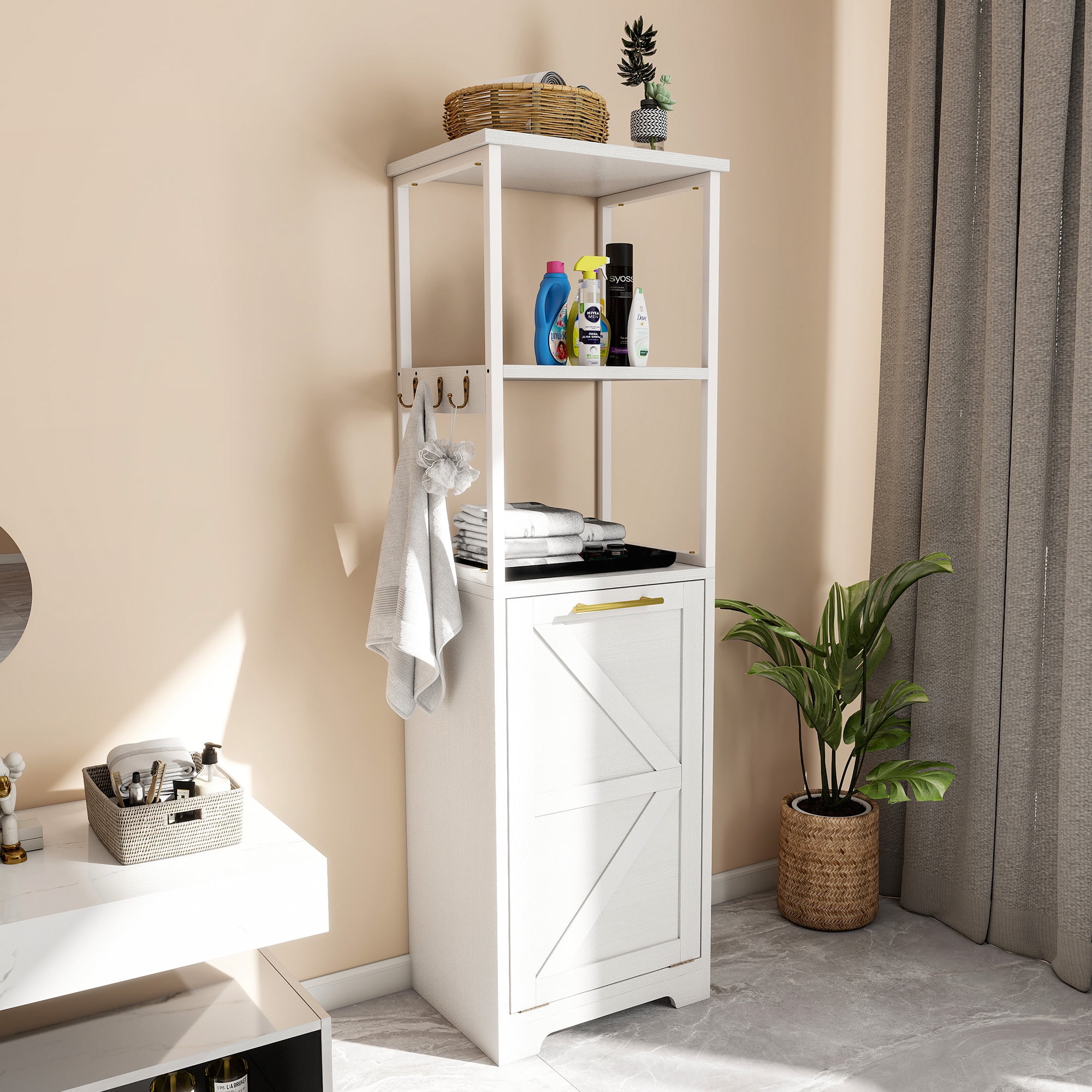 DWVO Tilt Out Laundry Hamper Cabinet with Removable Laundry Basket and ...